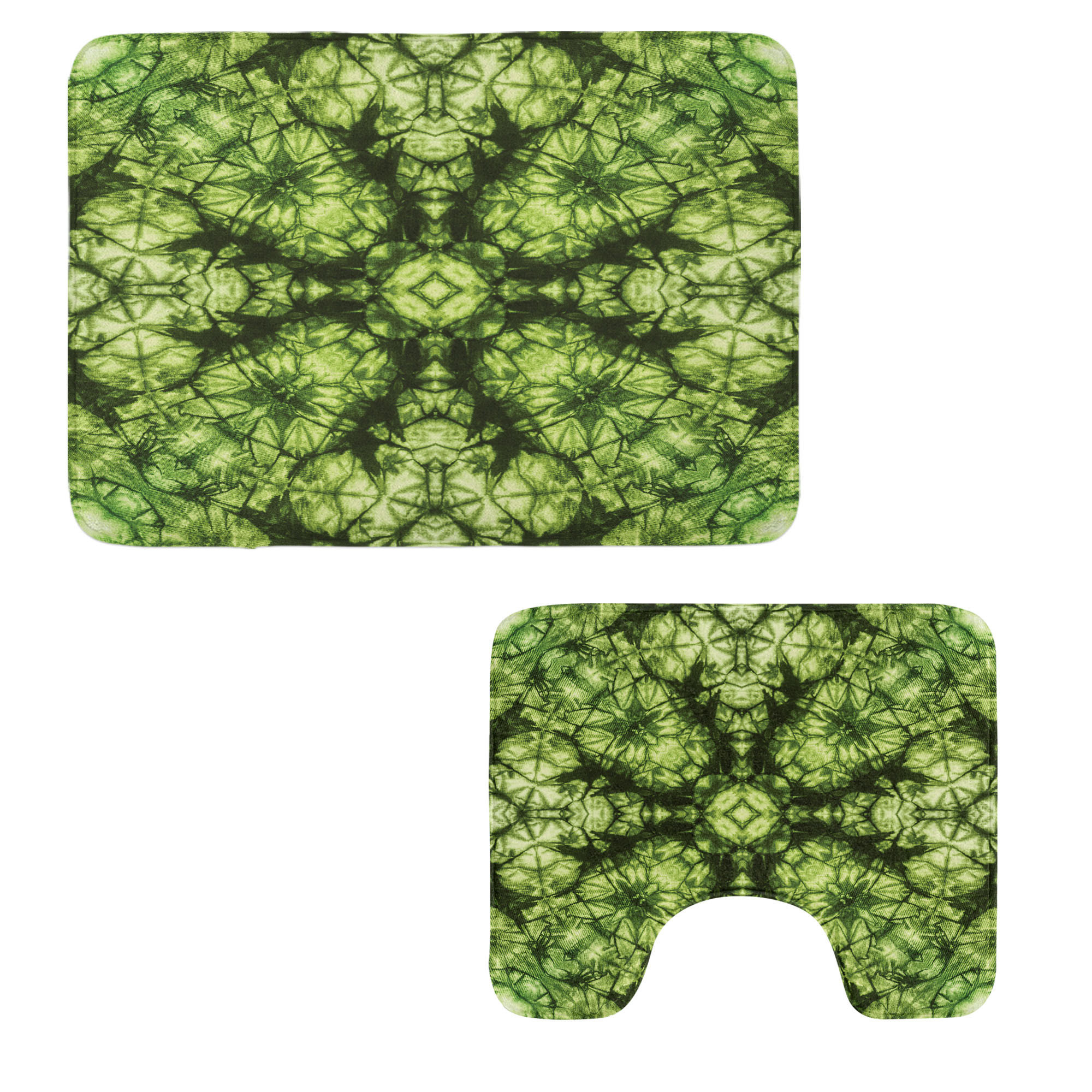 Dakota Fields Green Bathroom Rug Set 2 Pieces Rectangle & Contour Mats ...