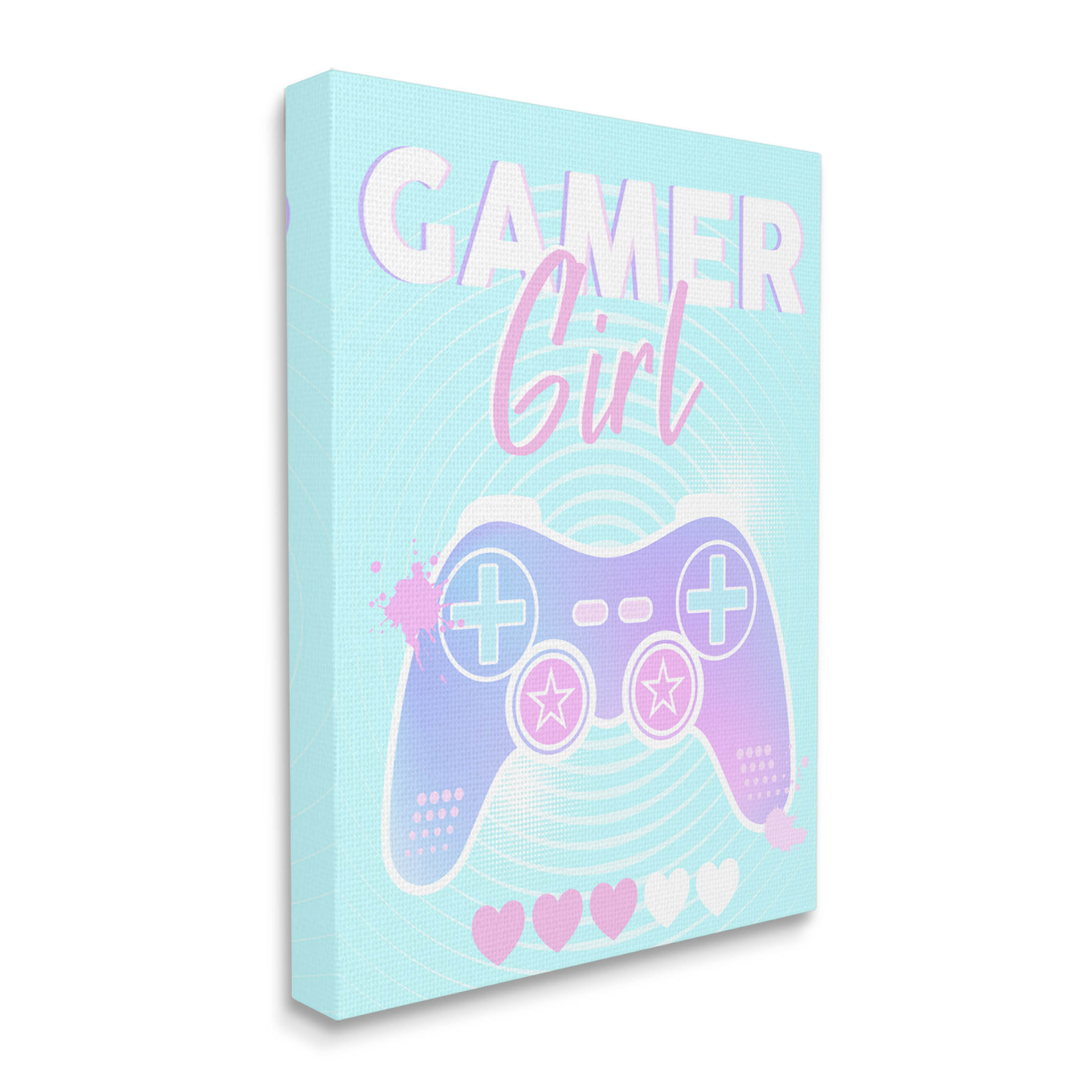 Stupell Industries Gamer Girl Pastel Controller Canvas Wall Art By ...