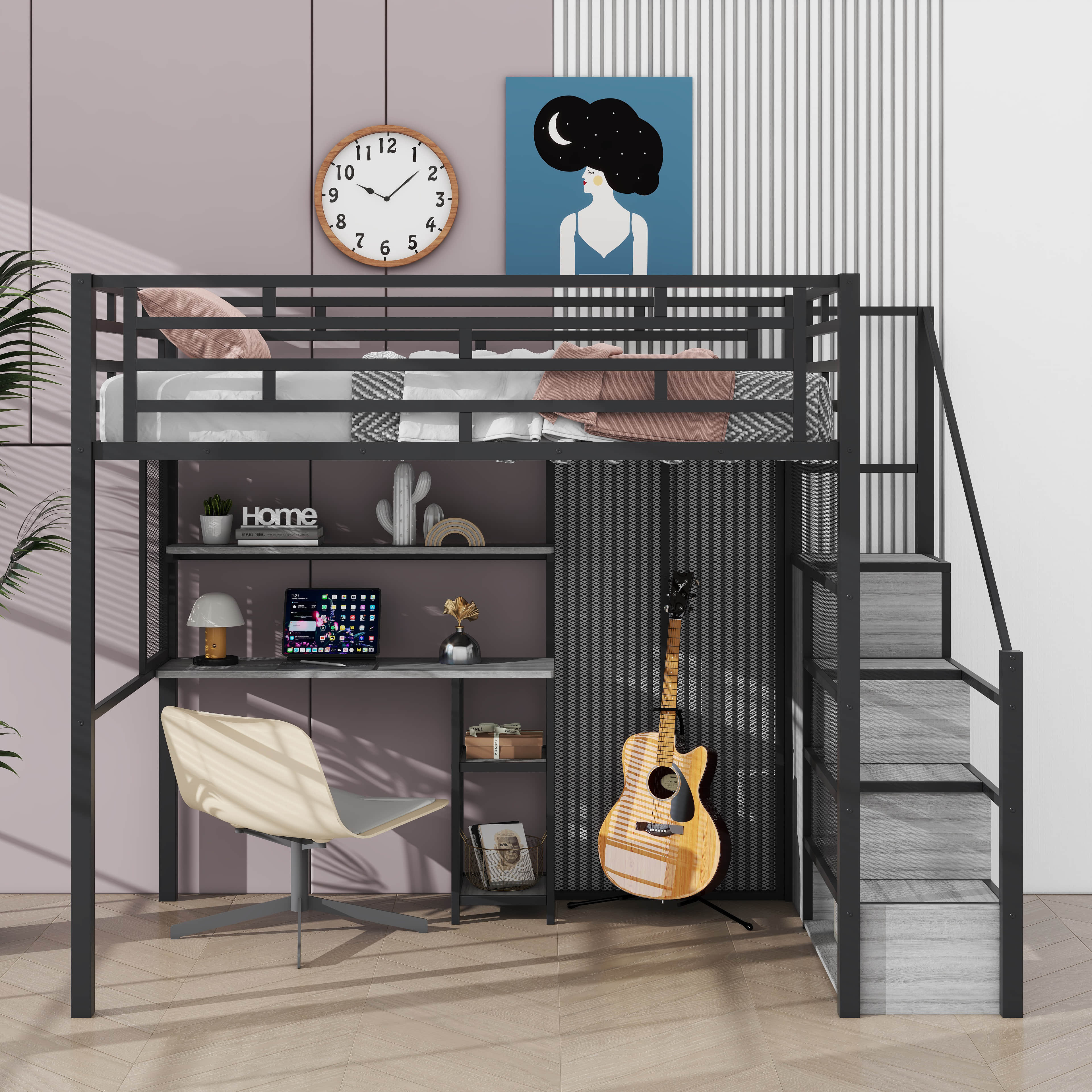 Isabelle & Max™ A Full-Sized Metal High-Sleeper Bed, Incorporating A ...