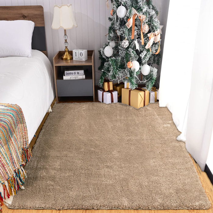 Mercer41 Camel Area Rugs Thick Fluffy Rug Non-Shedding Bedside Carpet ...