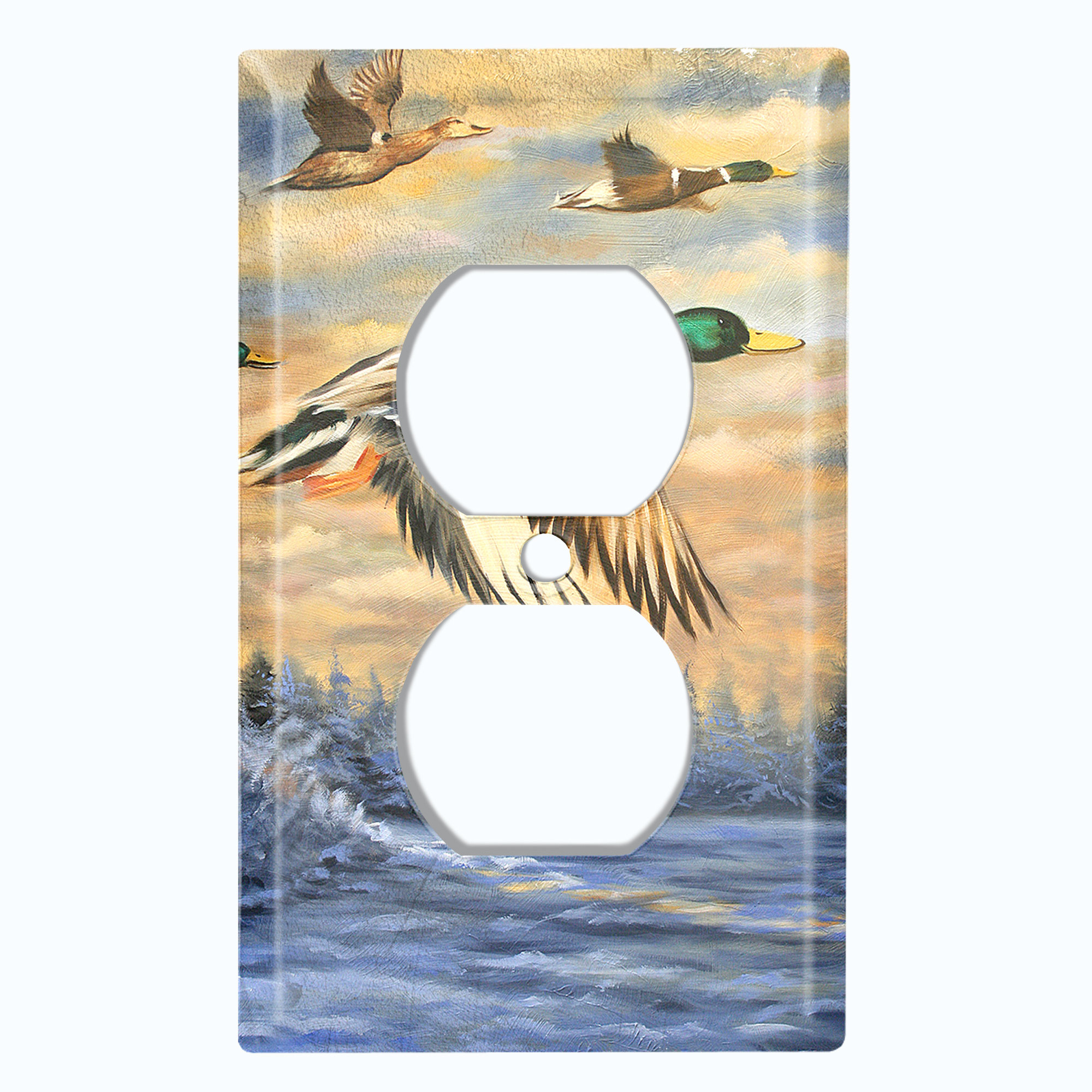 WorldAcc Flying Ducks Winter Lake Forest Sunrise 1-Gang Toggle Light ...