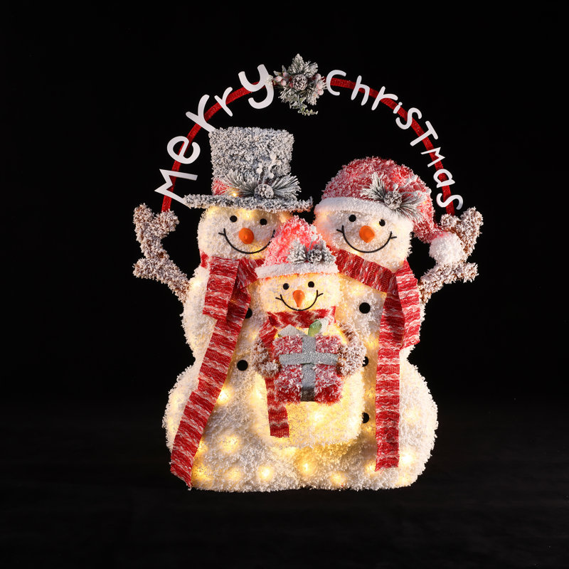 The Holiday Aisle® Merry Christmas Snowman Trio Holiday Decoration with ...