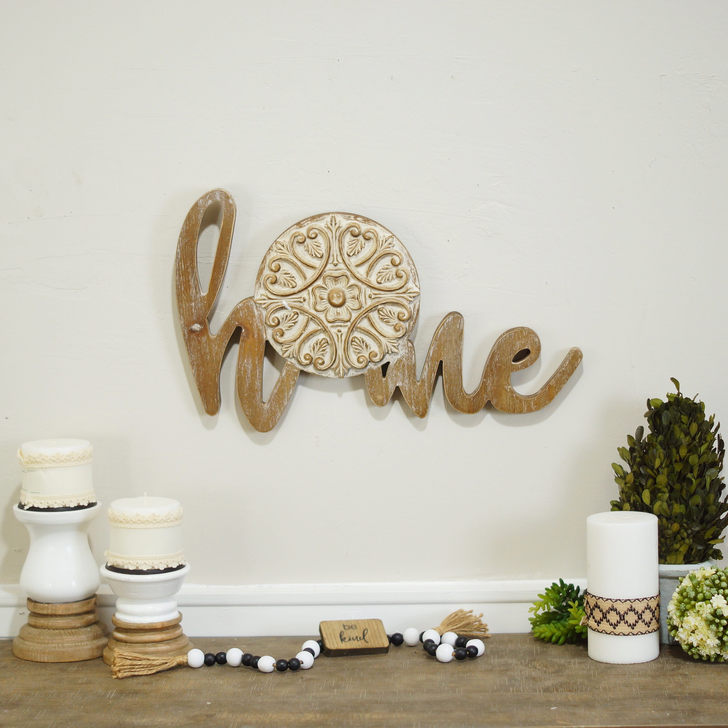 Ophelia & Co. VIP Wood 18 in. Brown Home Wall Sign | Wayfair