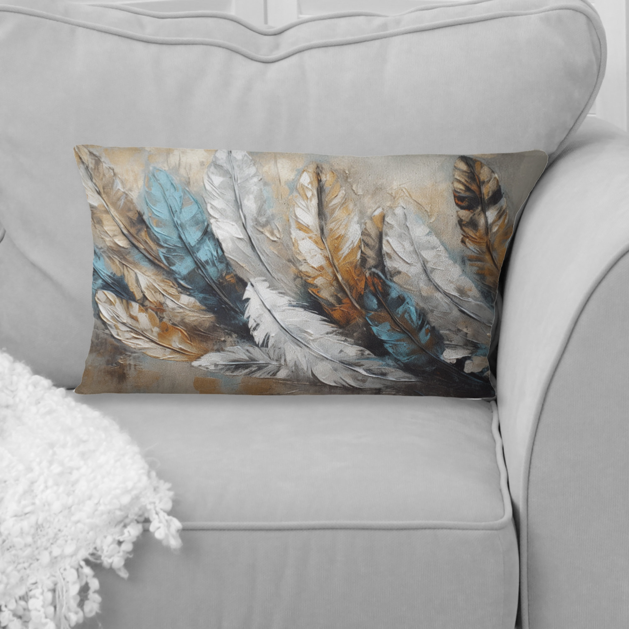 Design Art Gold Feather Extravaganza II - Glam Feather Printed Throw ...