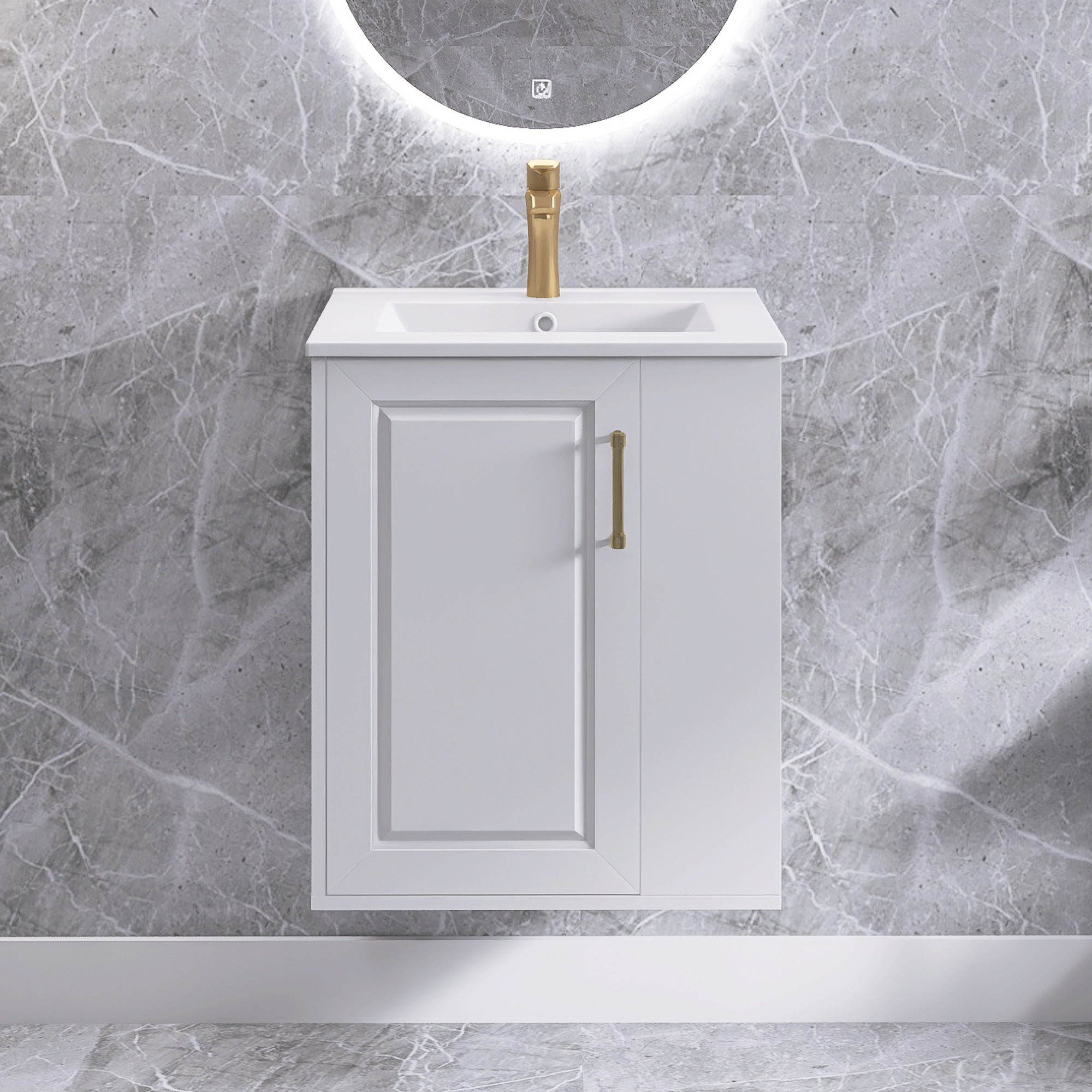 Ebern Designs White Modern 20 Inch Wall Mounted Bathroom Cabinet With ...