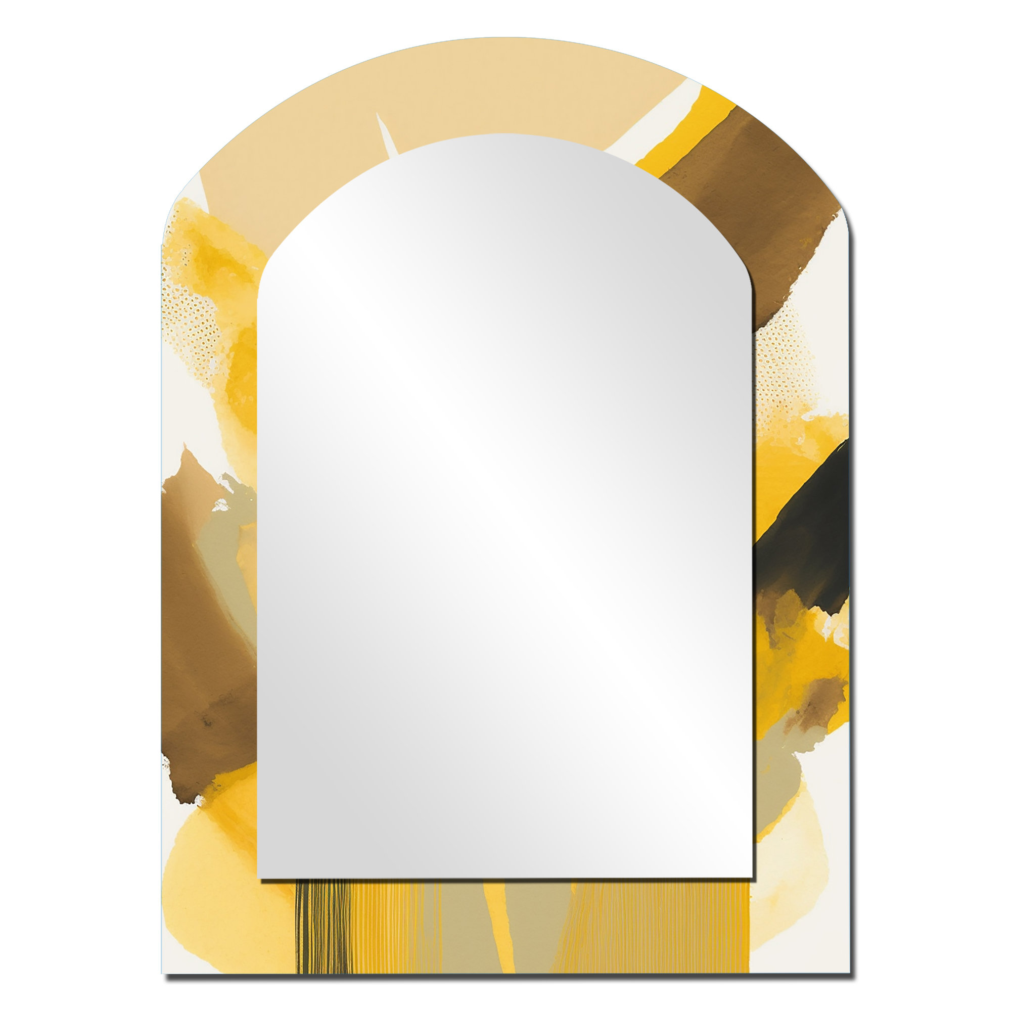East Urban Home Mustard Yellow Retro I - Large Arched Wall Mirror On ...