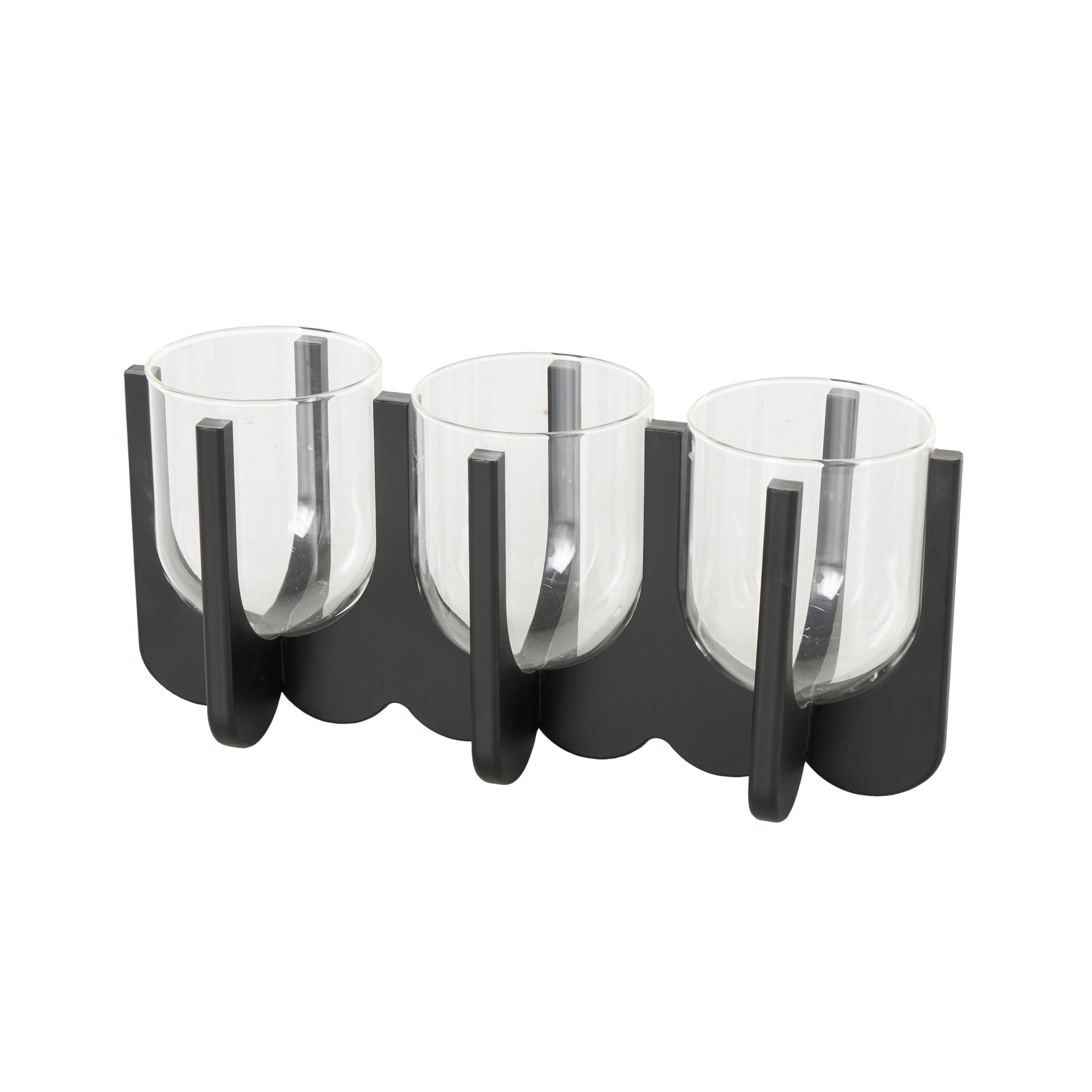 Ivy Bronx Cole And Grey Wood Hurricane 3 Slot Decorative Candle Holder ...