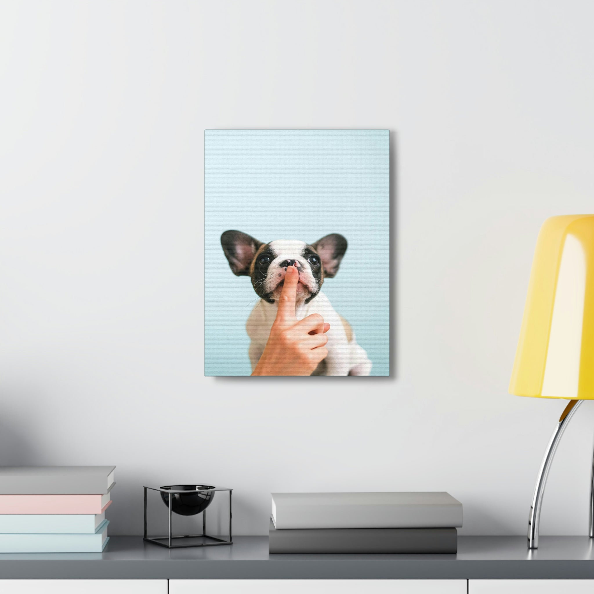 Trinx French Bulldog Says Quiet Canvas Wall Art | Wayfair