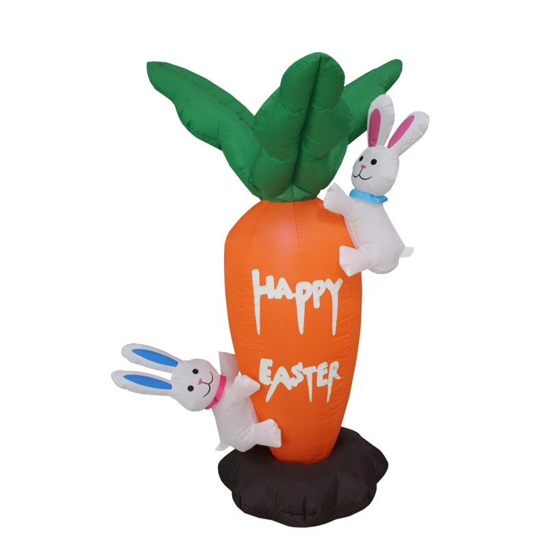 The Holiday Aisle® Easter Bunnies and Carrot Inflatable & Reviews | Wayfair