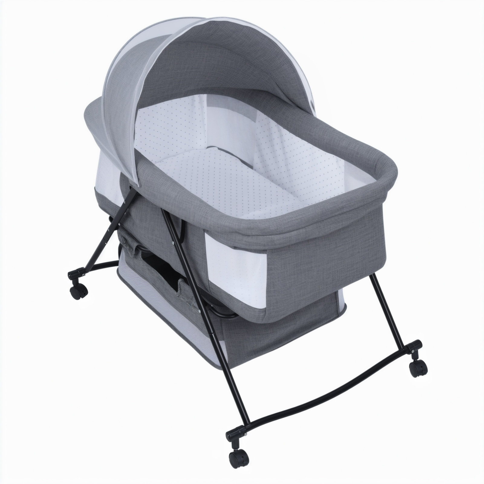 Latitude Run® Baby Bedside Cribwith Wheel, Movable Beside Bassinet with ...