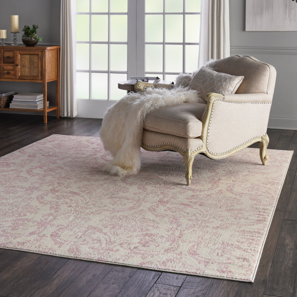 Charlton Home® Yurig Performance Ivory/Pink Rug & Reviews | Wayfair