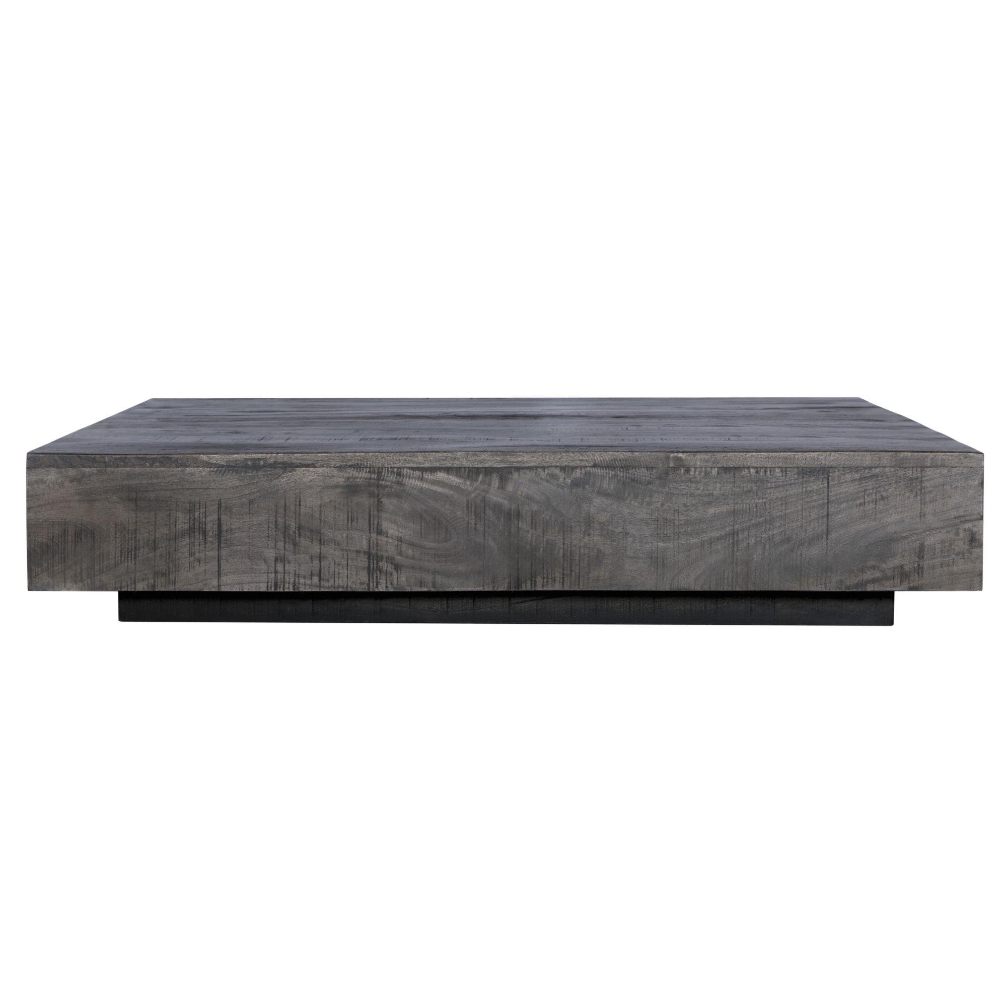 Dmond Charcoal Finish Solid Wood Low Profile Rough Coffee Table | Wayfair