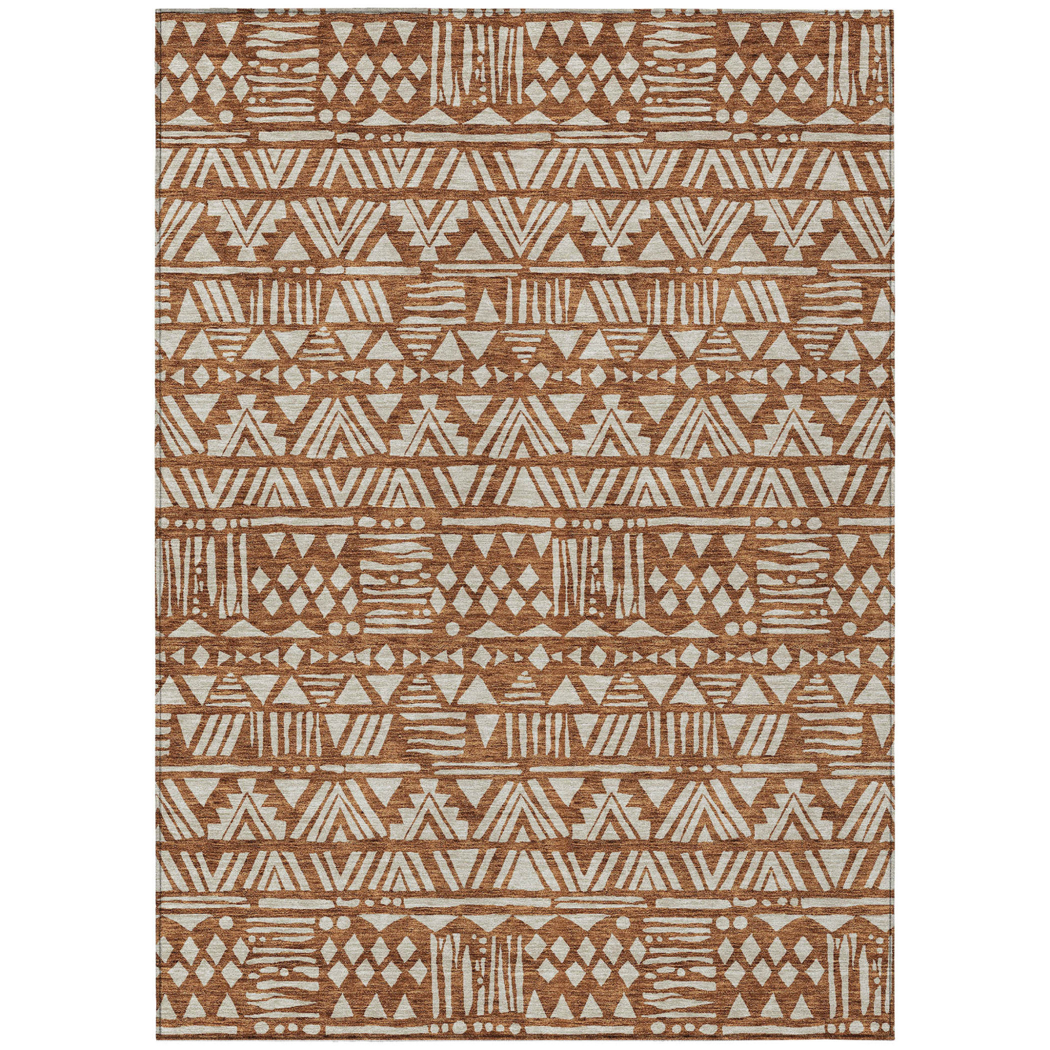 HomeRoots 10' X 14' Terra Cotta And Beige Southwestern Washable Indoor ...