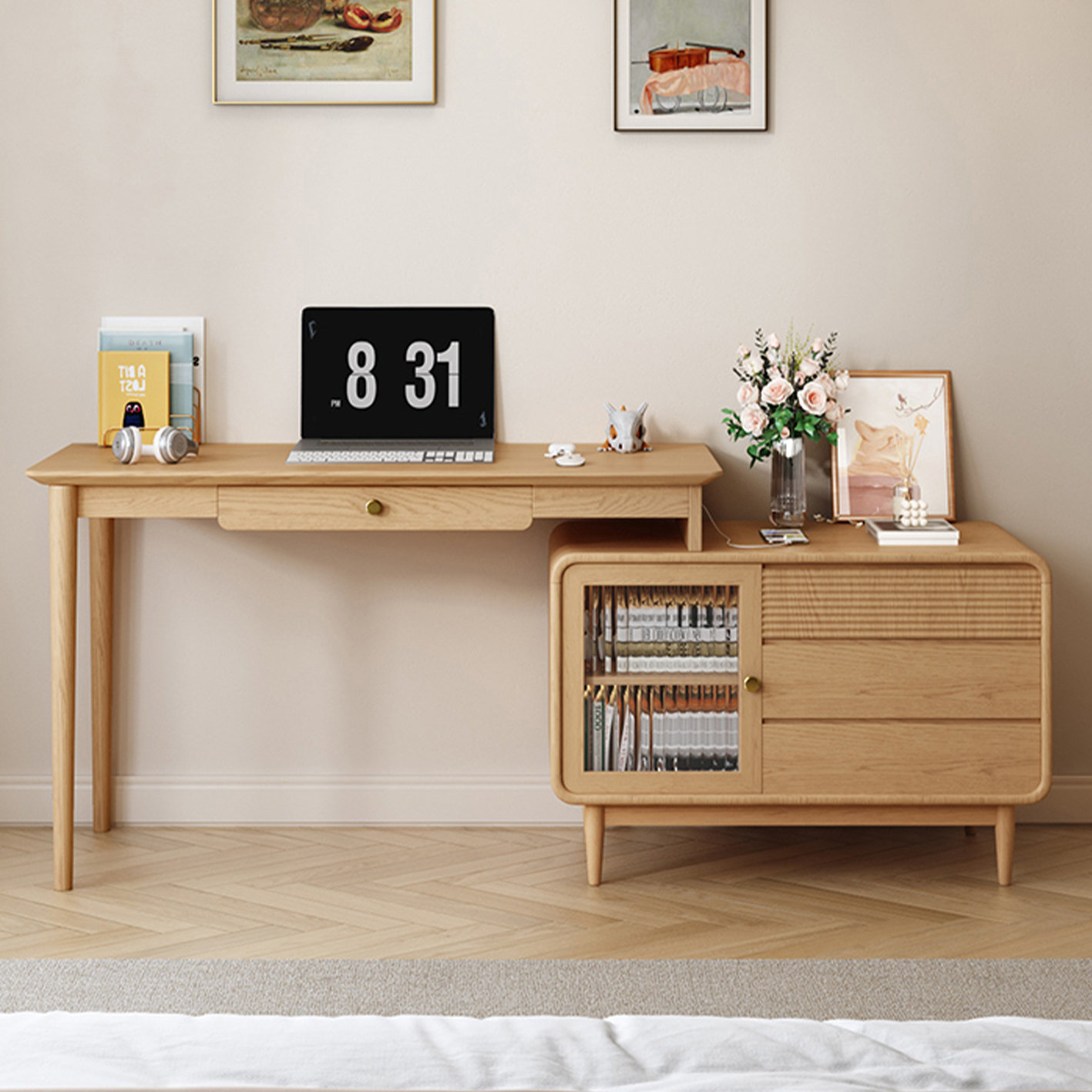 Corrigan Studio® Natural color Expandable Solid Wood Rubberwood ...