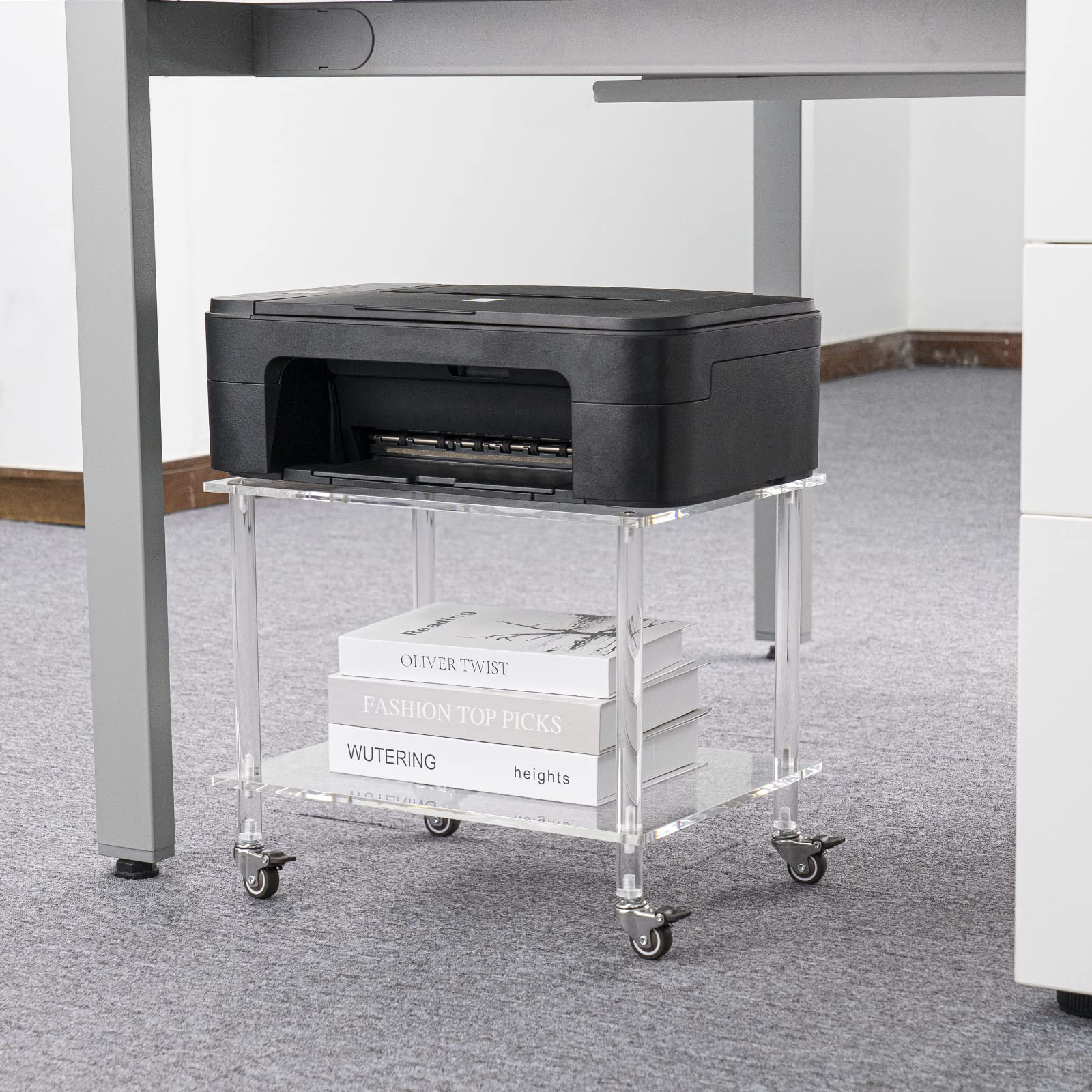 TOP OUT MIAMI, LLC 2 Tier Acrylic Printer Stand With Wheels, Suitable ...
