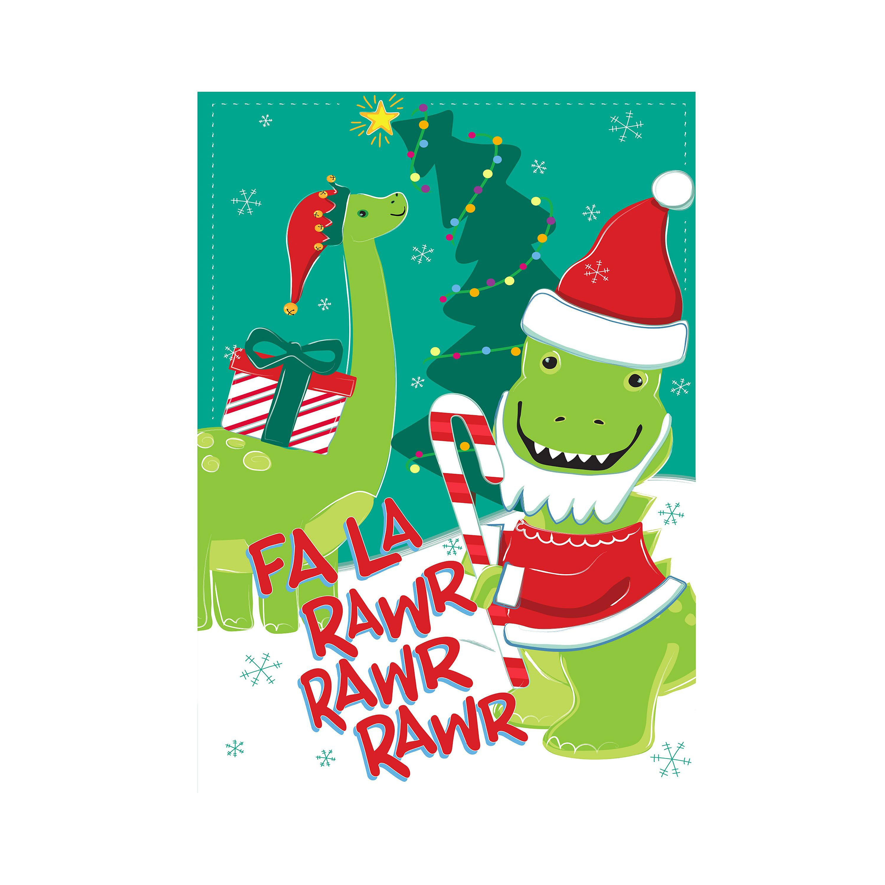 Ophelia & Co. Christmas Dinosaur Cheer Applique House Flag | Wayfair