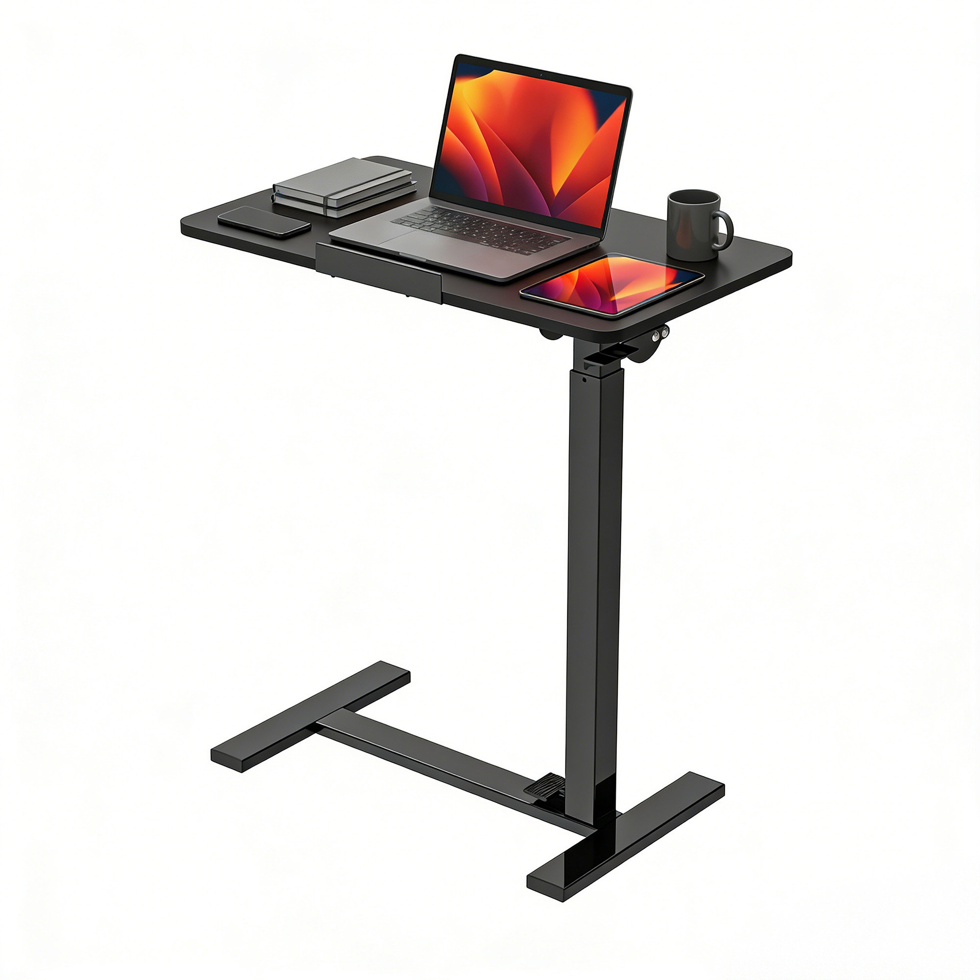 Wrought Studio Height Adjustable C-shaped Laptop Desk, Mobile Standing ...