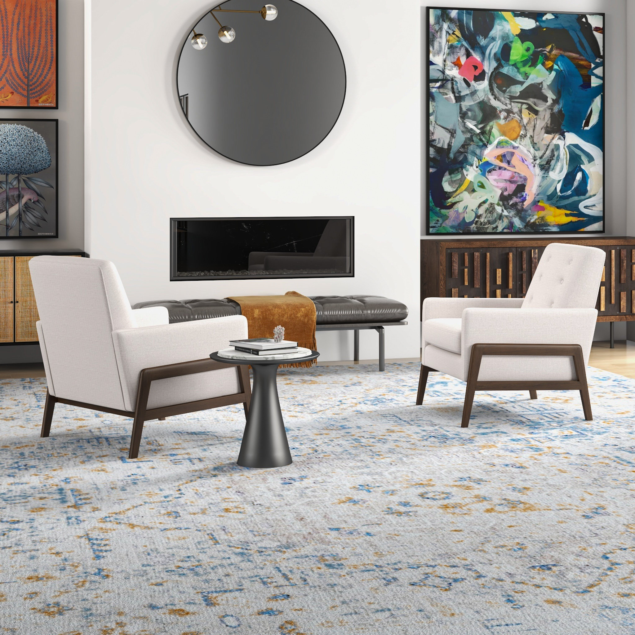 Corrigan Studio Jaylei 2 - Piece Living Room Cream Linen Accent ...