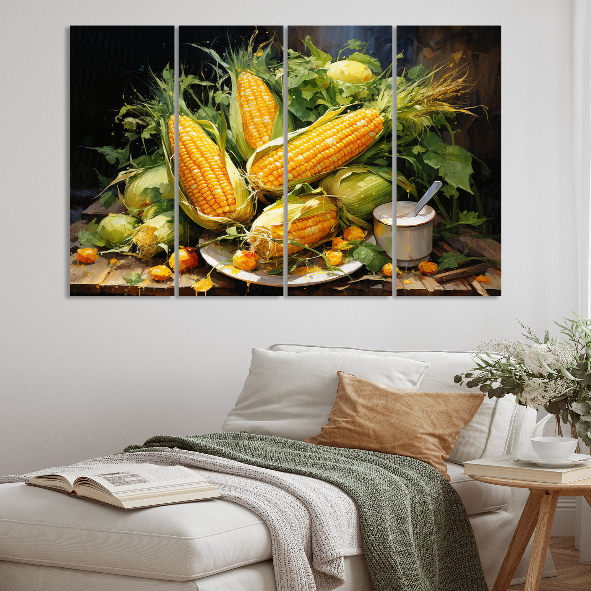 DesignArt Vegetable Yellow Corn " Vegetable Yellow Corn " 4 - Pieces ...
