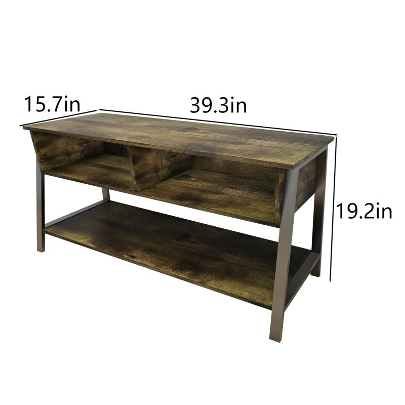 17 Stories Wooden 3-Shelf Console Table With Storage Compartments ...