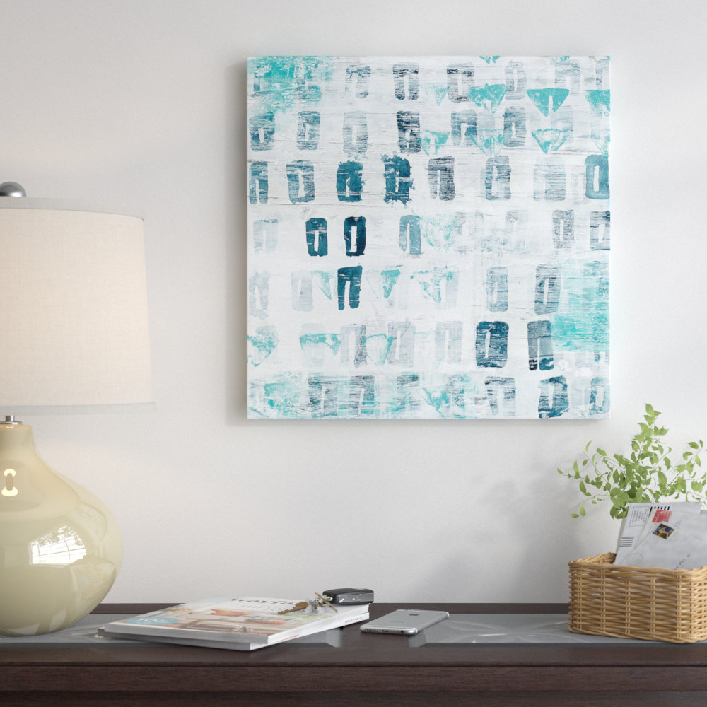 East Urban Home 'Blue Static III' Painting Print on Wrapped Canvas ...