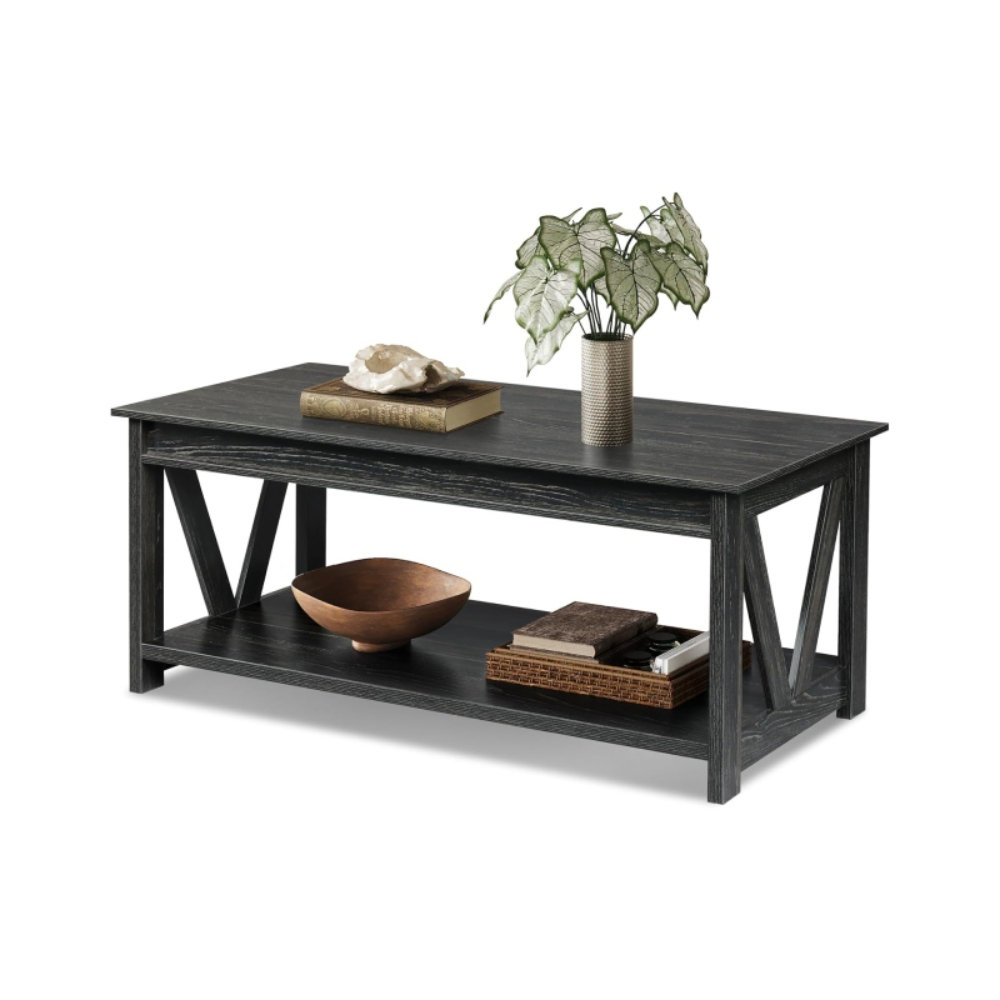 Gracie Oaks WOODEN FARMHOUSE COCKTAIL TABLE | Wayfair