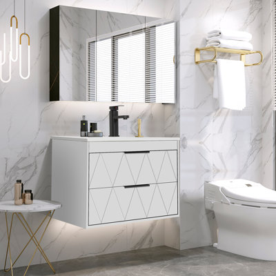 floating white vanity unit