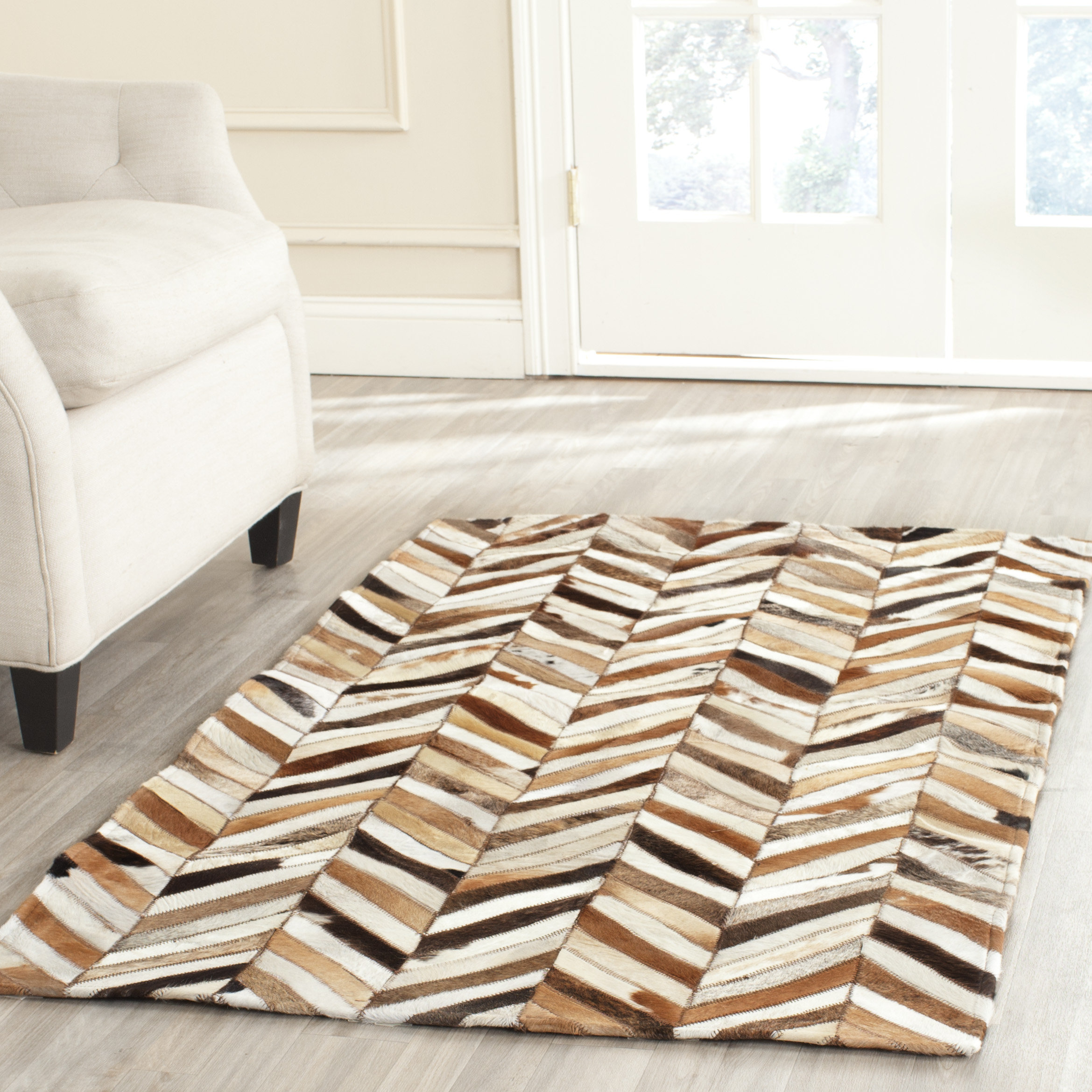 Williston Forge Anjely Studio Leather Hand Wooven Leather Geometric Rug ...