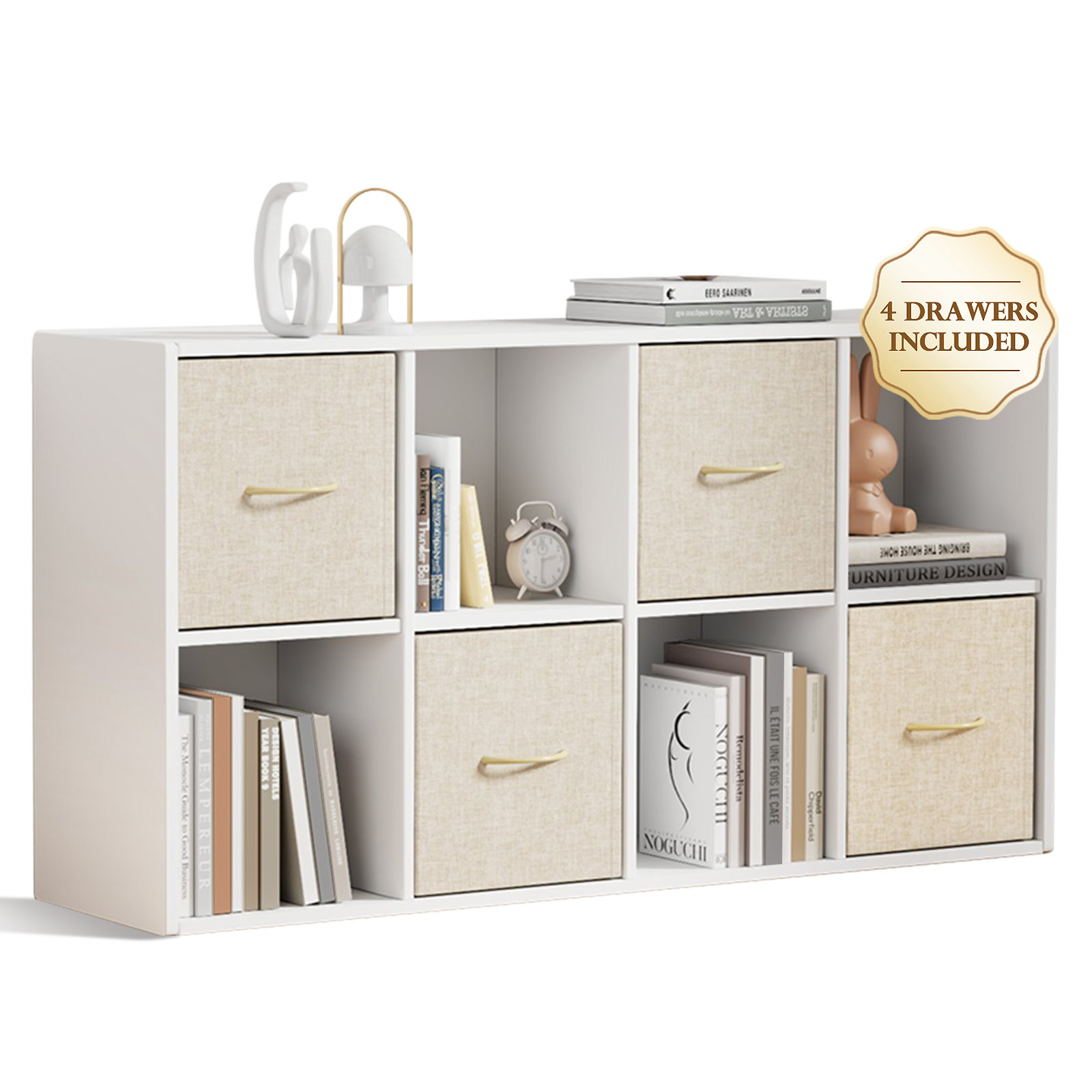 Ebern Designs 8 Cube Storage Organizer - Cube Shelf With 4 Storage Bins ...