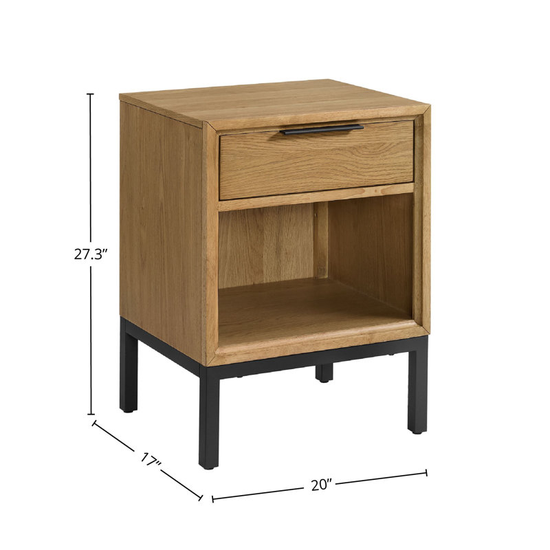 17 Stories Davin 1-Drawer Wood Nightstand, Natural Oak | Wayfair