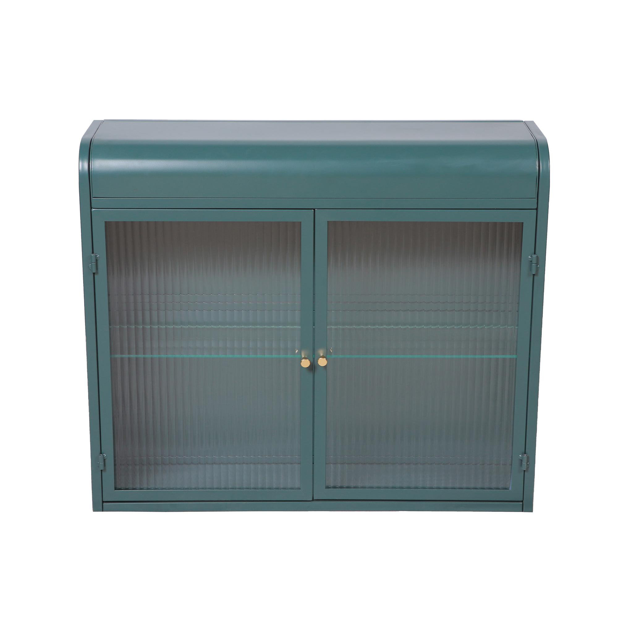 Latitude Run® 2-Door Wall-Mounted Metal Storage Cabinet with Tempered ...