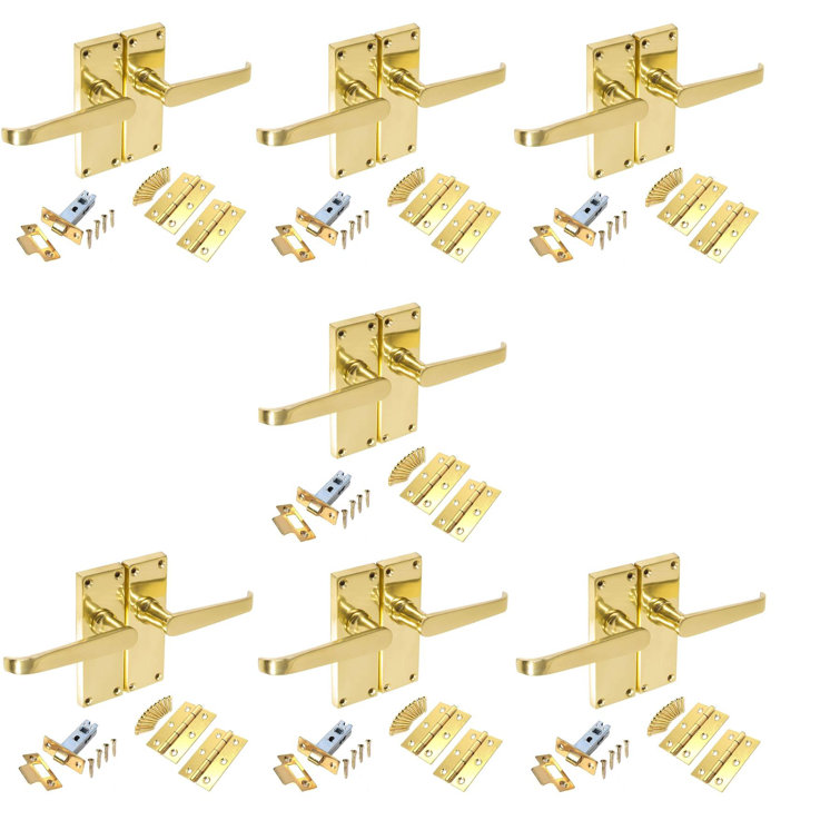 Canora Grey7 Set Victorian Straight Lever Latch Door Handles Sets ...