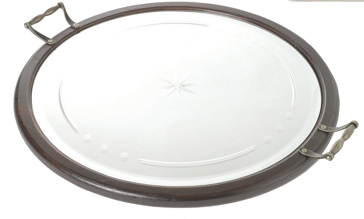 Darby Home Co Round Wood and Glass Mirrored Serving Tray & Reviews ...