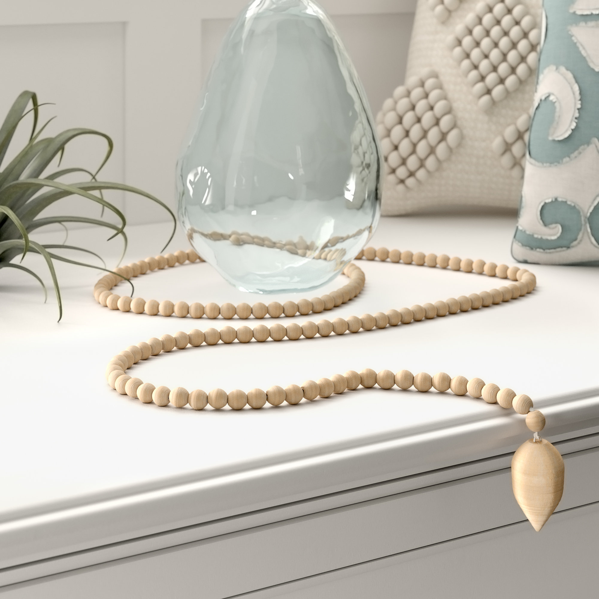 Bungalow Rose Elonso Wood Bead Strand with Decorative Wood Bead Drop ...