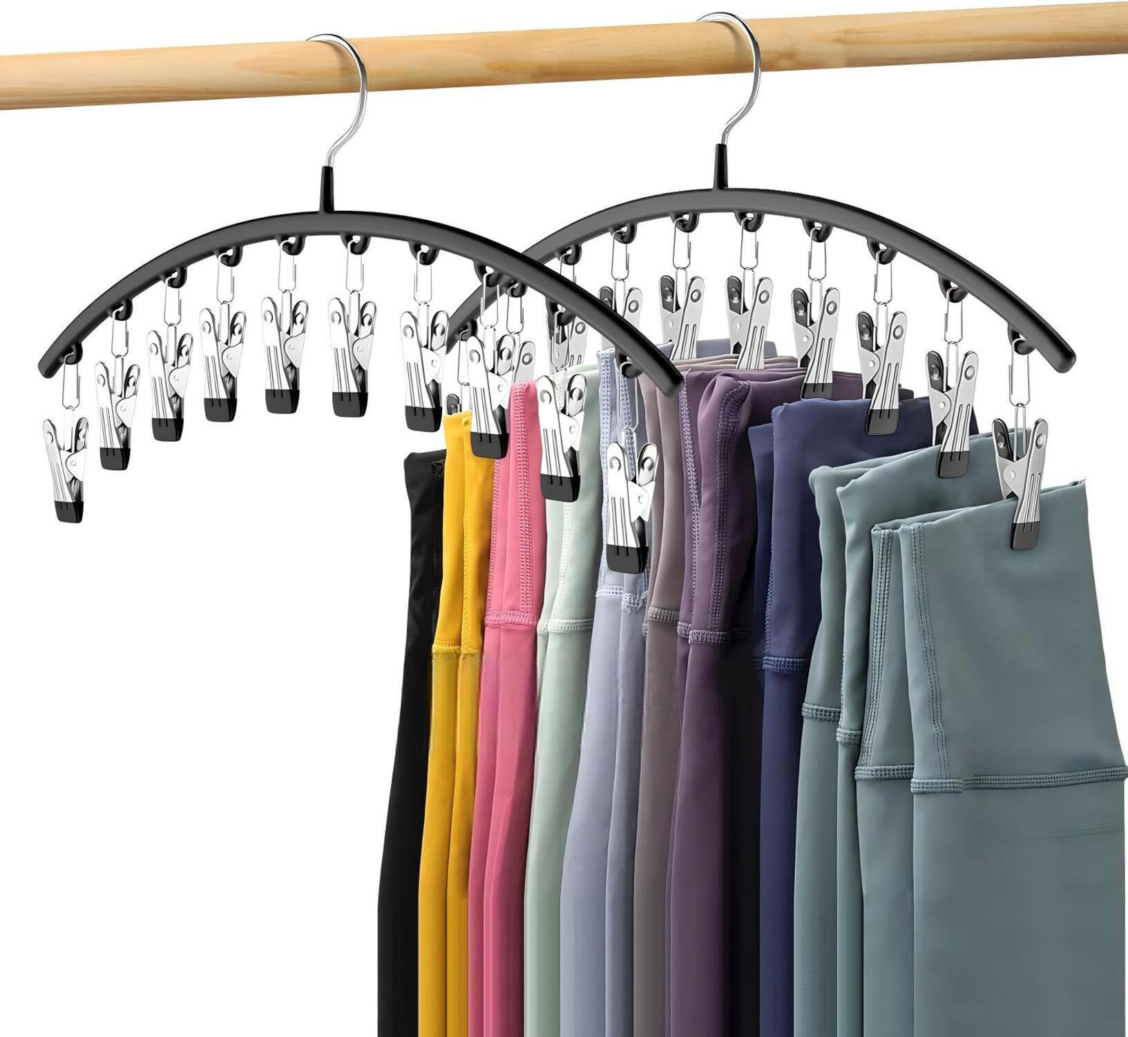 Rebrilliant Black Metal Yoga Pants Storage Rack (2-Pack), With 10 Clips ...