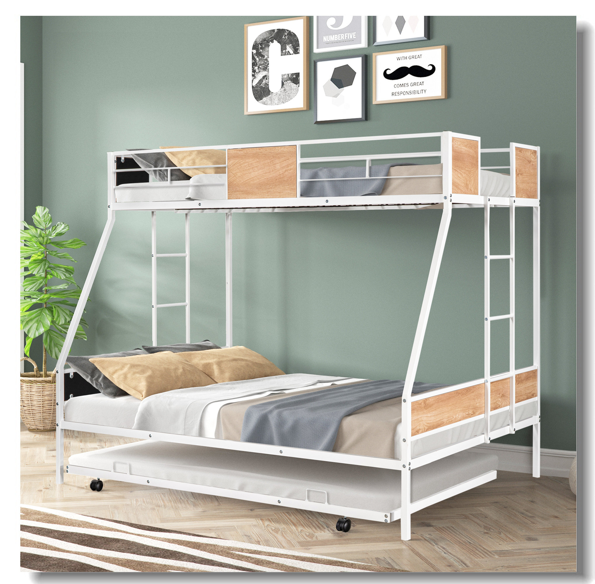 Trule Roemer Twin Over Full Drawer Bunk Bed with Trundle Bed | Wayfair