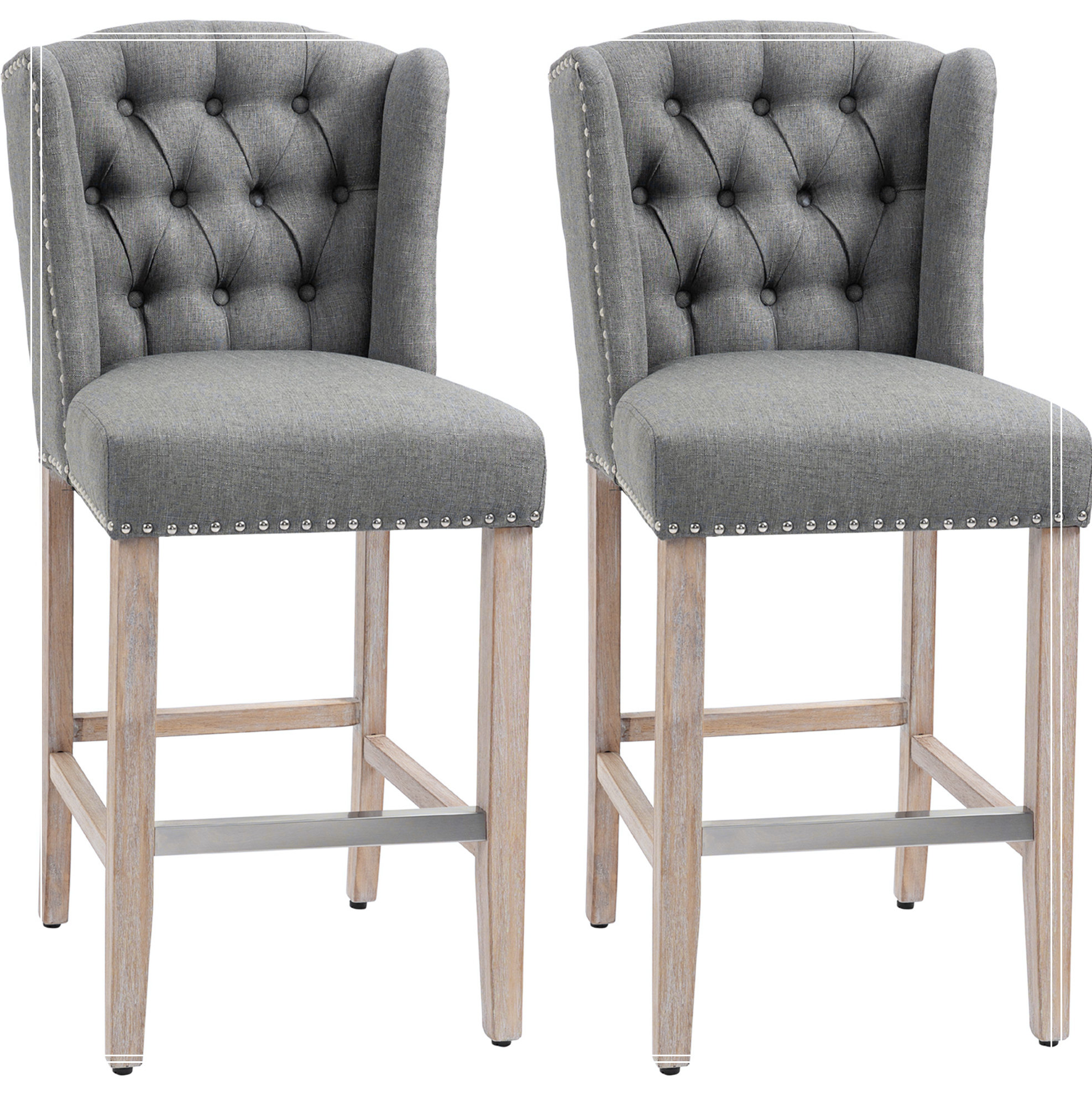 Red Barrel Studio® Counter Height Bar Stools Set of 2 with Wood Legs ...