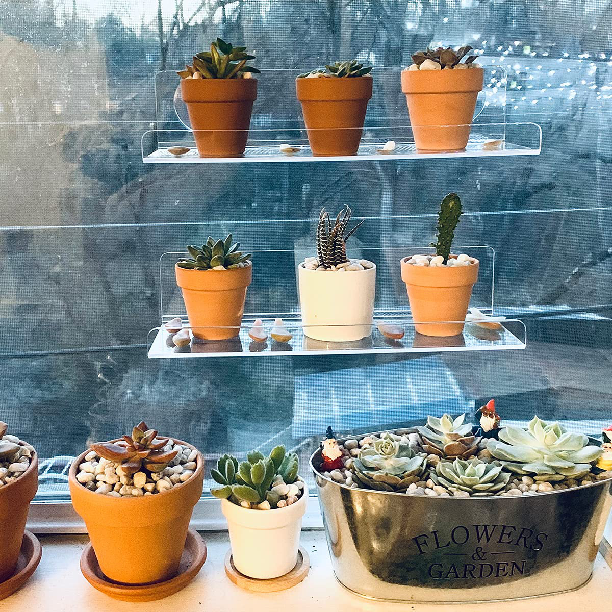 Rebrilliant 2 Pack Acrylic Window Boxes Plant Shelves,15 Inch Acrylic ...