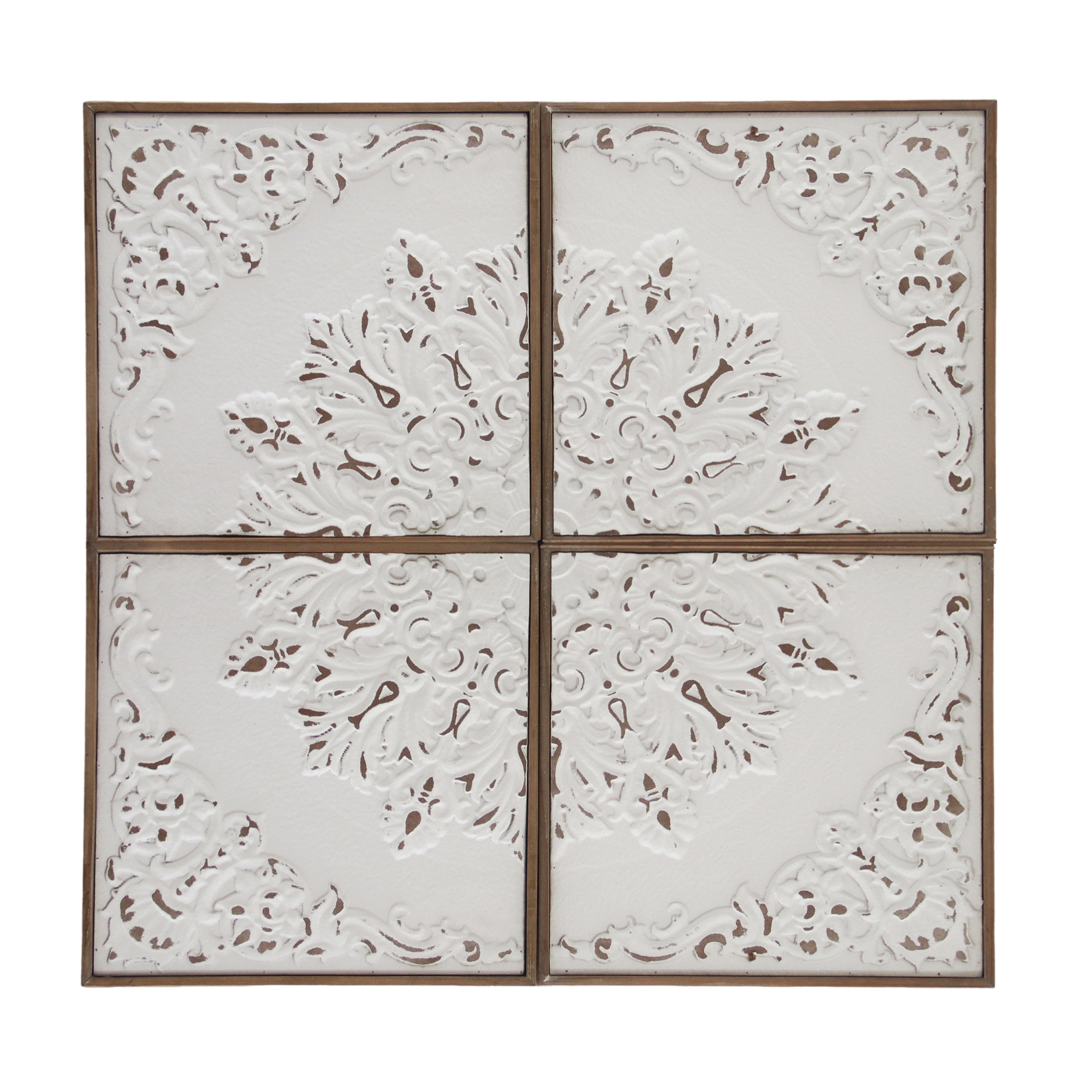 Bungalow Rose Wood 24.75 in. White Panel Wall Art Set of 4 - Wayfair Canada