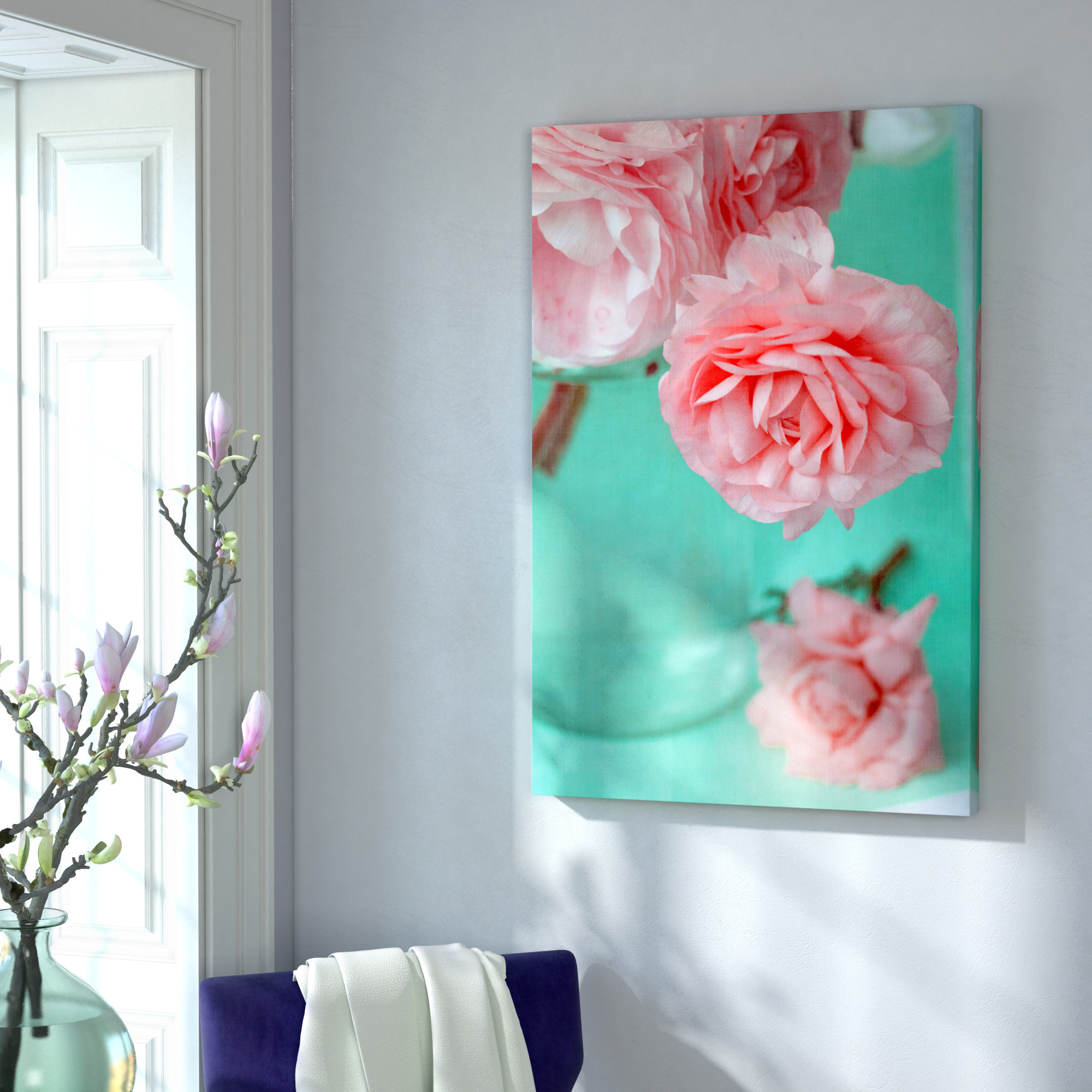 House of Hampton Pink Flowerson - Wrapped Canvas Print & Reviews ...