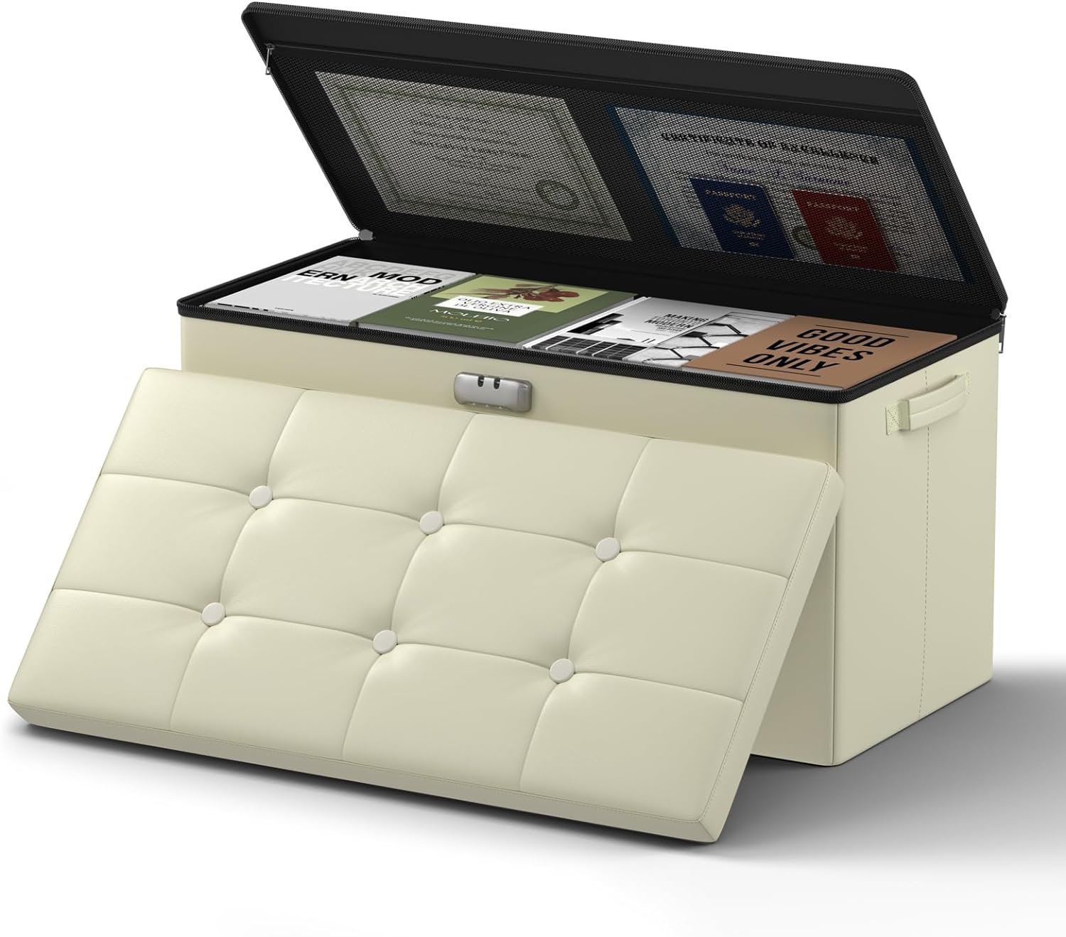 Winston Porter 30 Inches Folding Storage Ottoman Bench, Fireproof ...