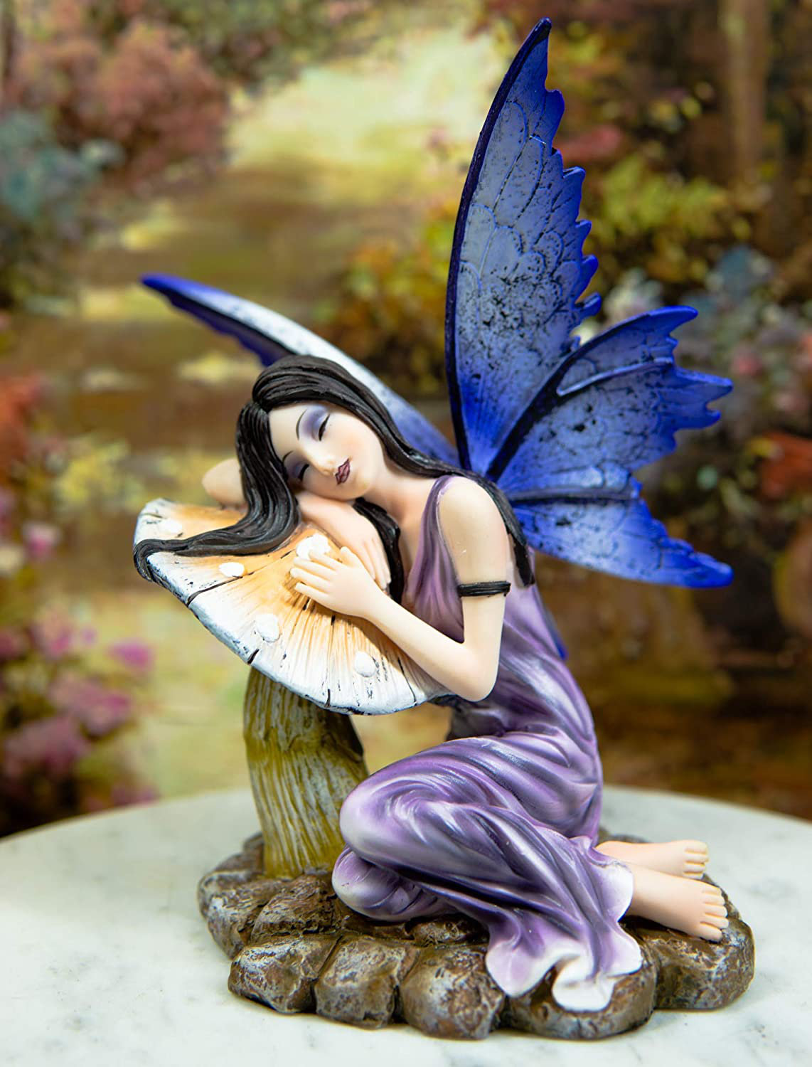 Trinx Ebros Purple Lavender Fairy Sleeping On Giant Toadstool Mushroom ...