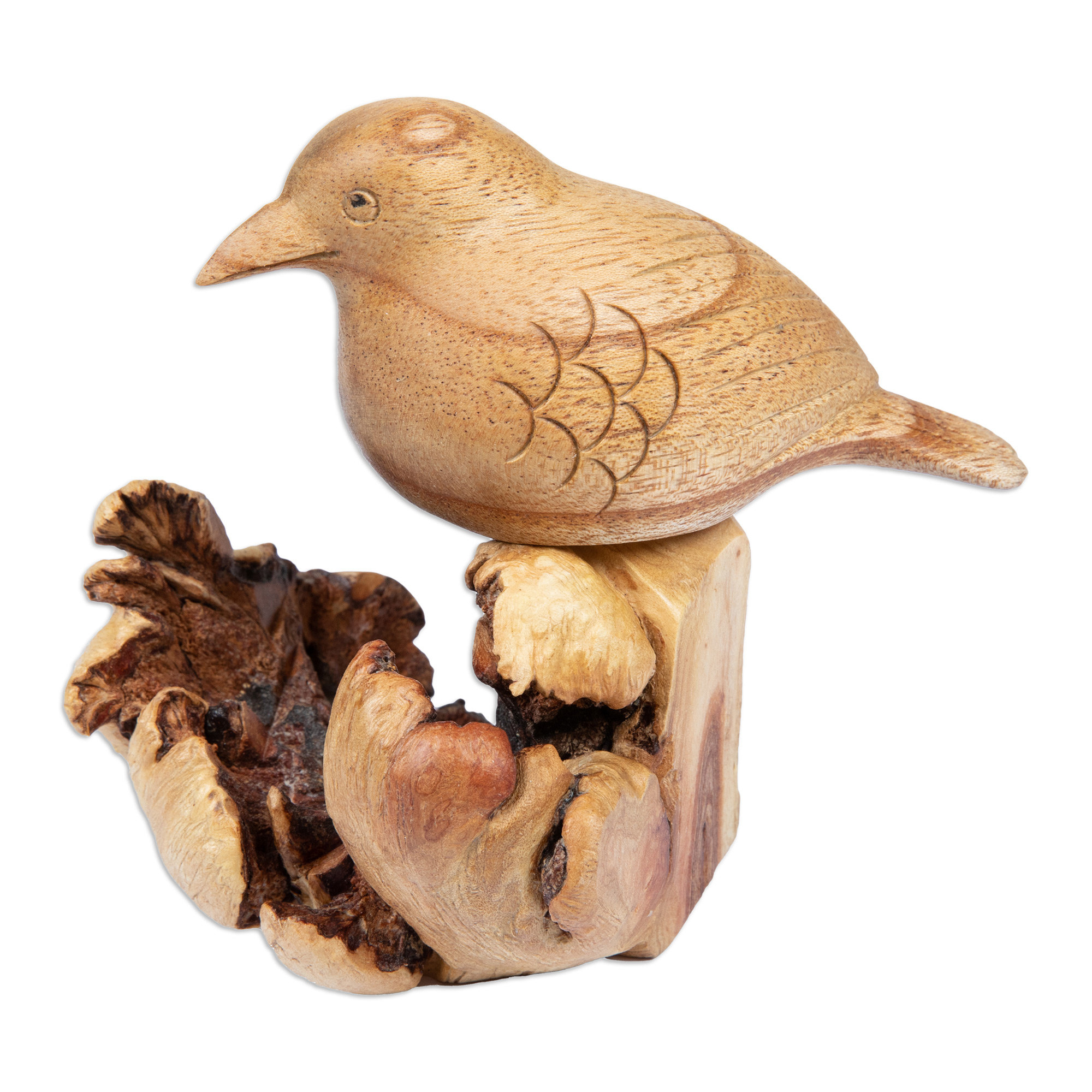 Millwood Pines Handmade Single Sparrow Wood Sculpture | Wayfair