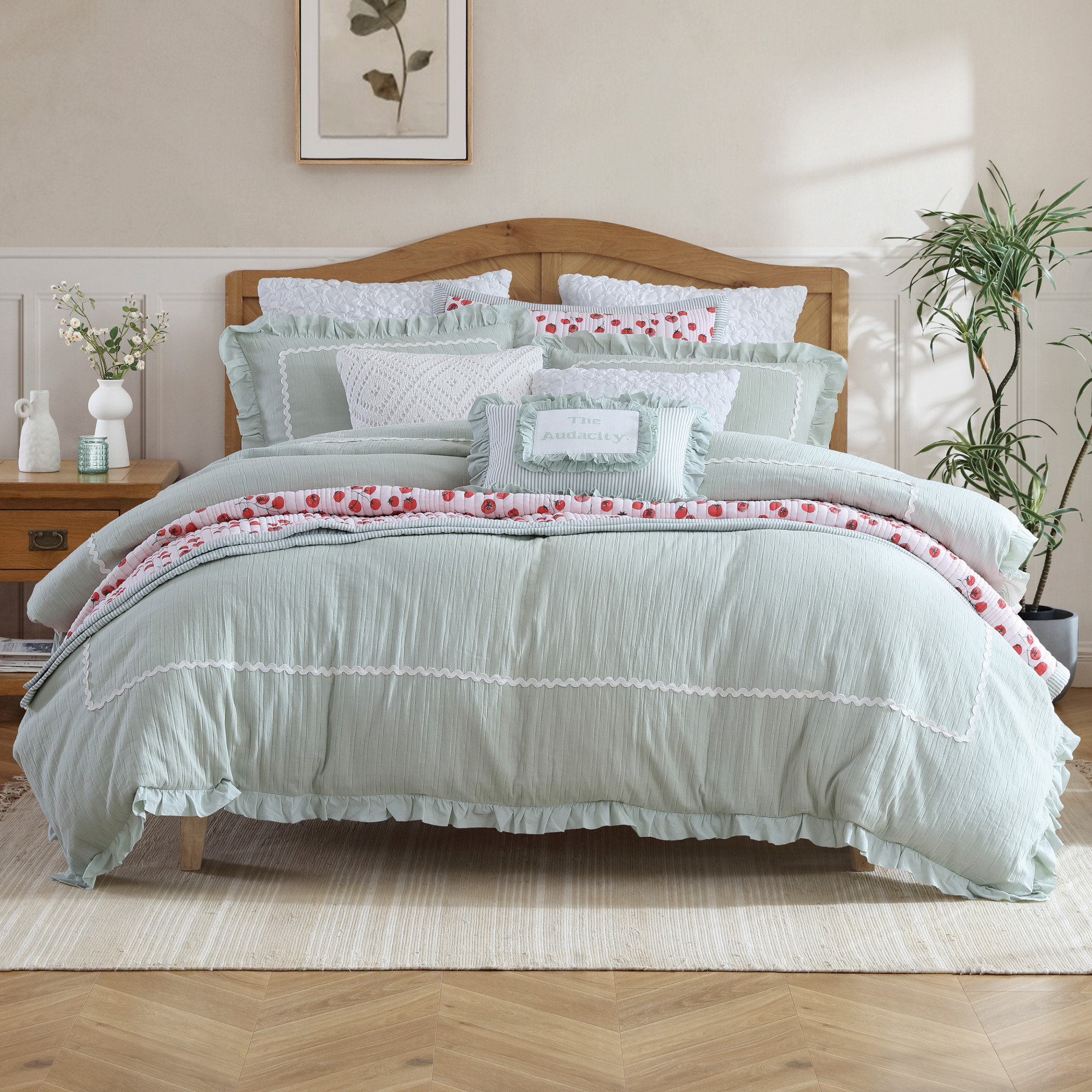 Peri Home Rene Ruffle Duvet Set Green & Reviews | Wayfair