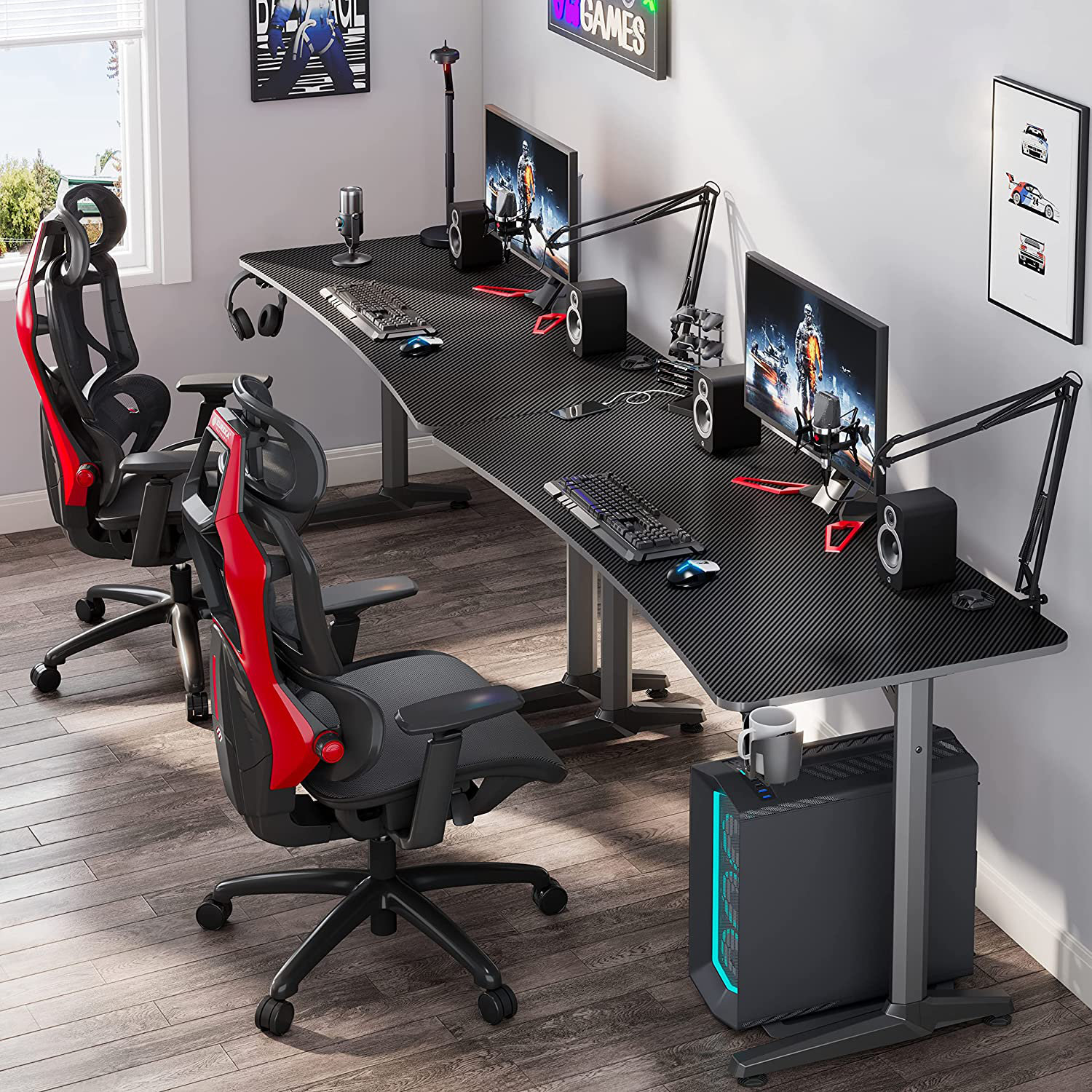 SANDILOOP 60 Inch Gaming Desk With Full Mouse Pad, Large Home Office ...
