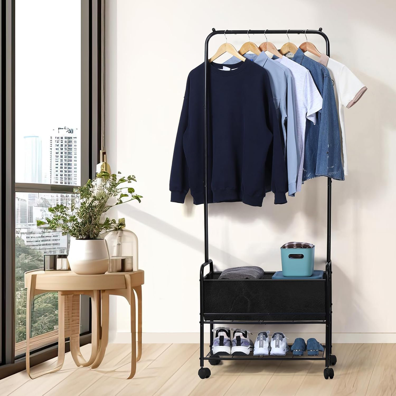 Kazoo Laundry Sorter With Clothes Rack, Rolling Laundry Cart With ...