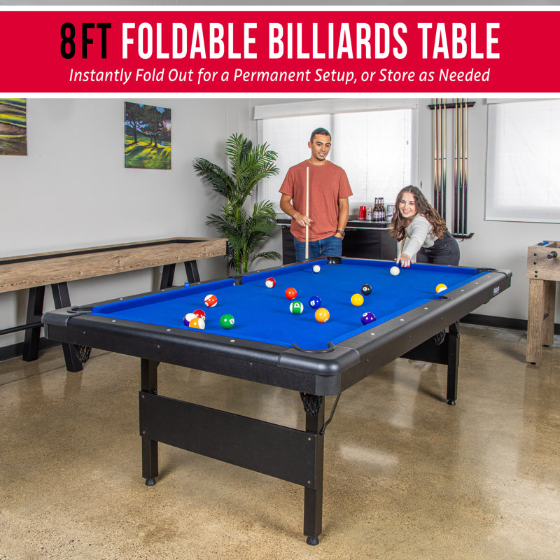 GoSports Full Size 8 ft Billiards Game Table - Foldable Design - Black ...