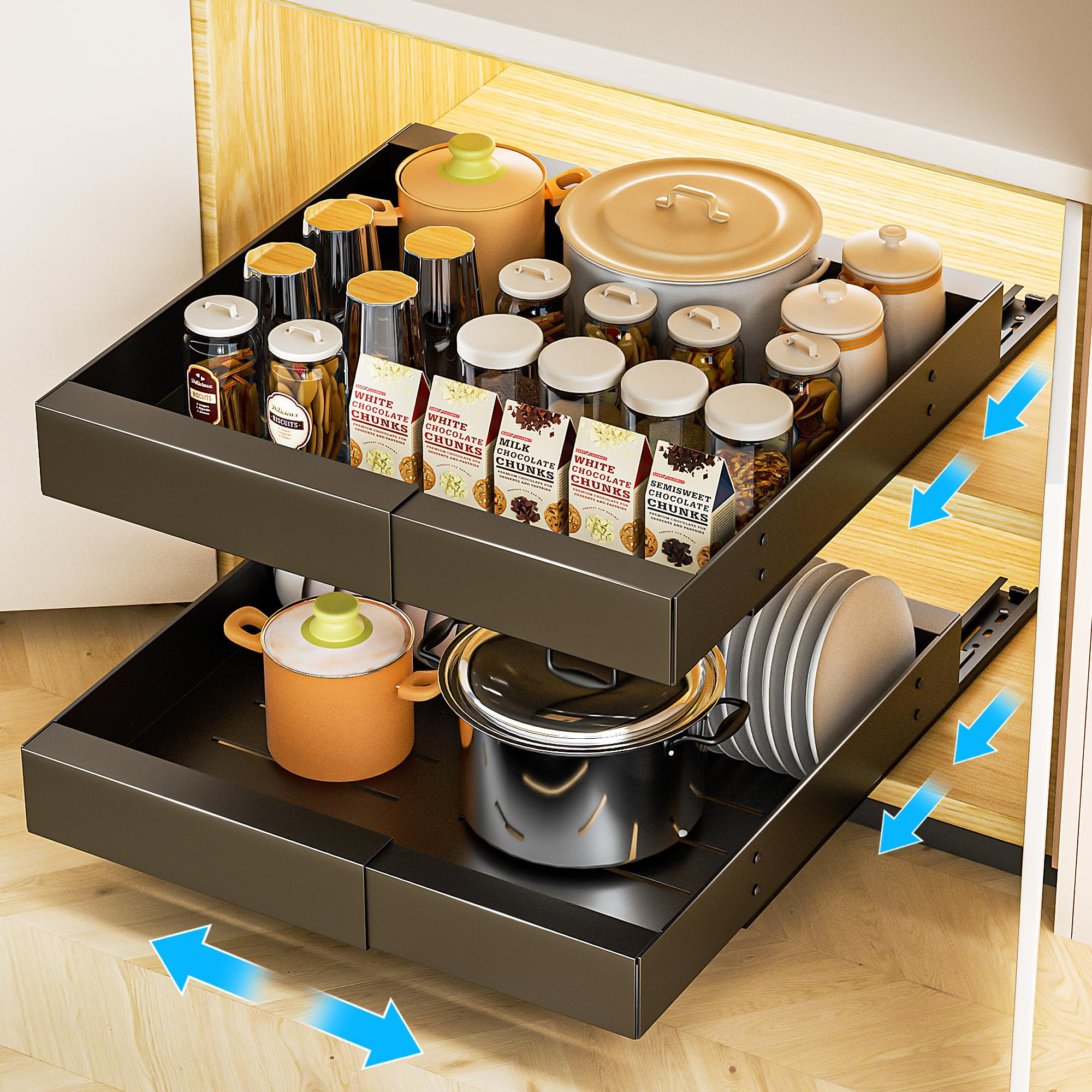 Rebrilliant Expandable Pull Out Cabinet Organizer For Kitchen Base ...