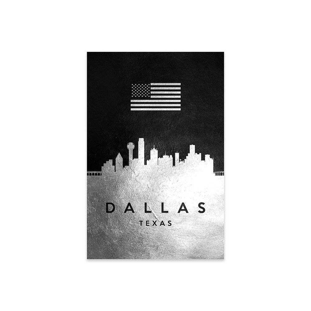 Ebern Designs " Dallas Texas Silver Skyline " by Adrian Baldovino ...