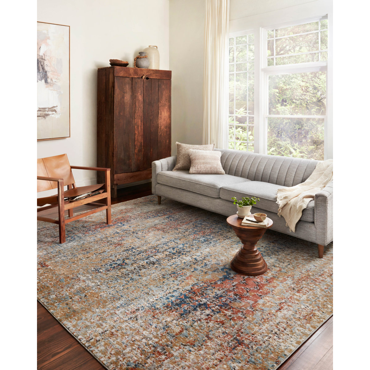 Bungalow Rose Mainville Chevron Polypropylene Orange/Blue Area Rug ...